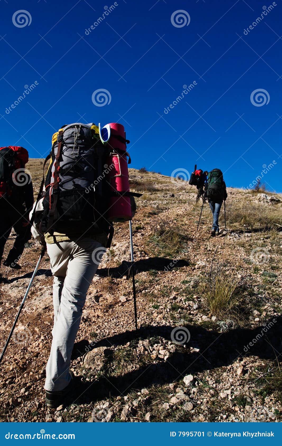 Hikers Climbing the Mountain Stock Image - Image of healthy, hikers ...