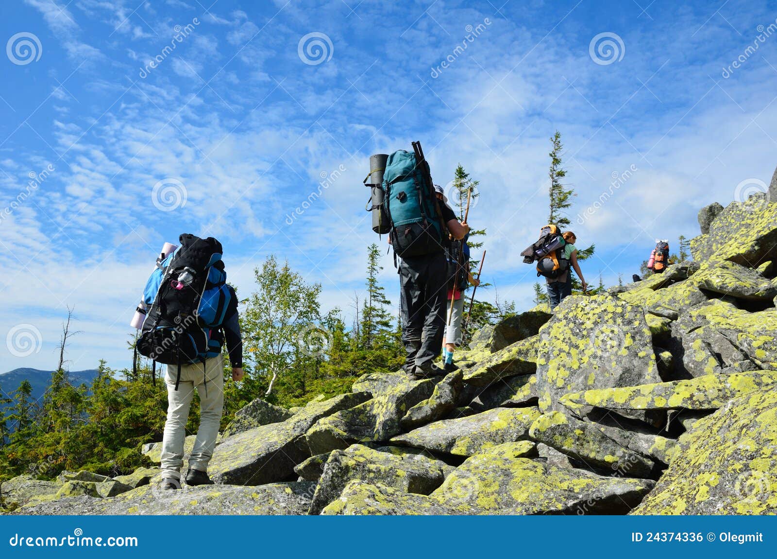 Hikers Climbing Up the Mountain. Stock Photo - Image of nature, stone ...