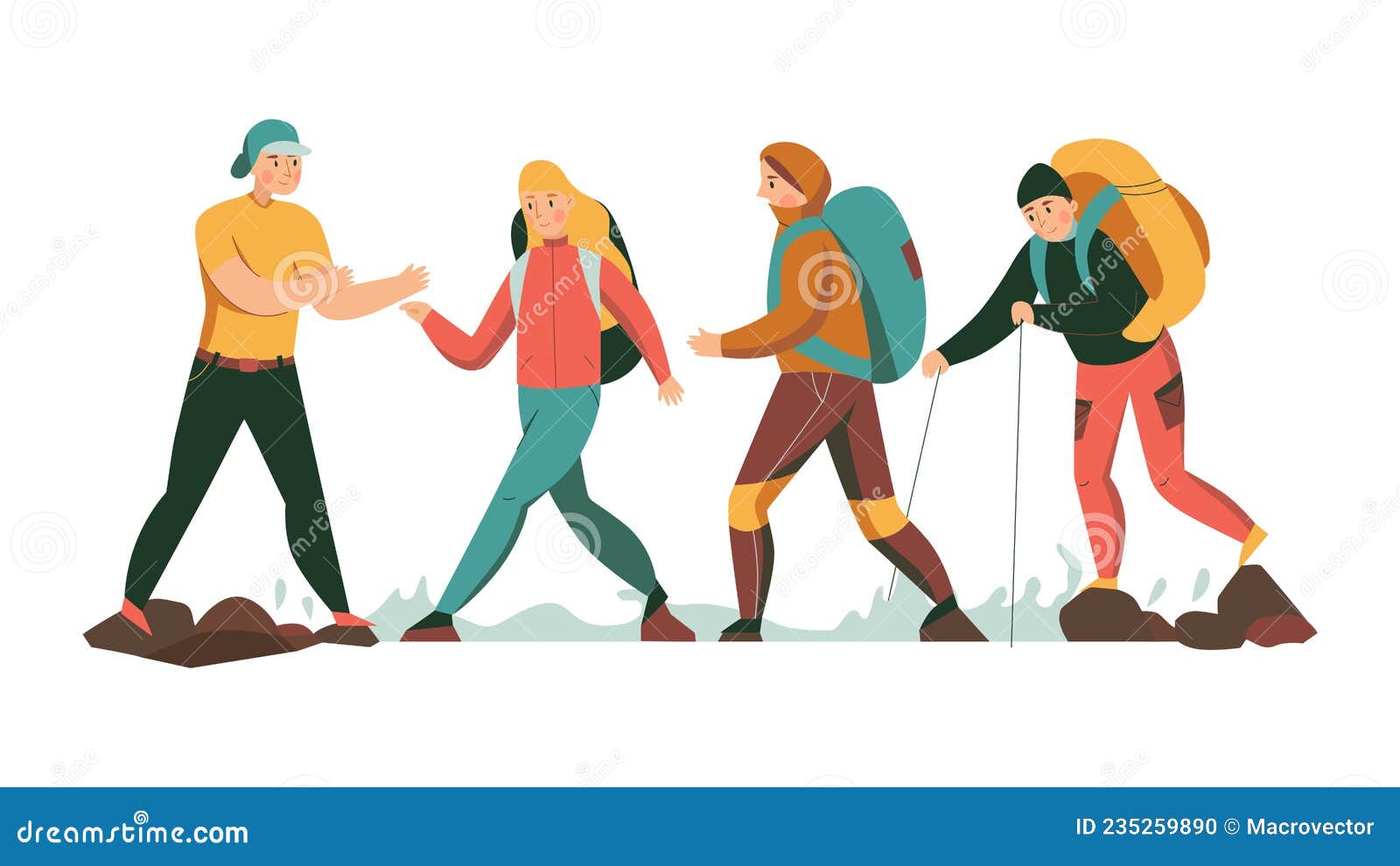 Hikers Group Help Composition Stock Vector - Illustration of clipart ...