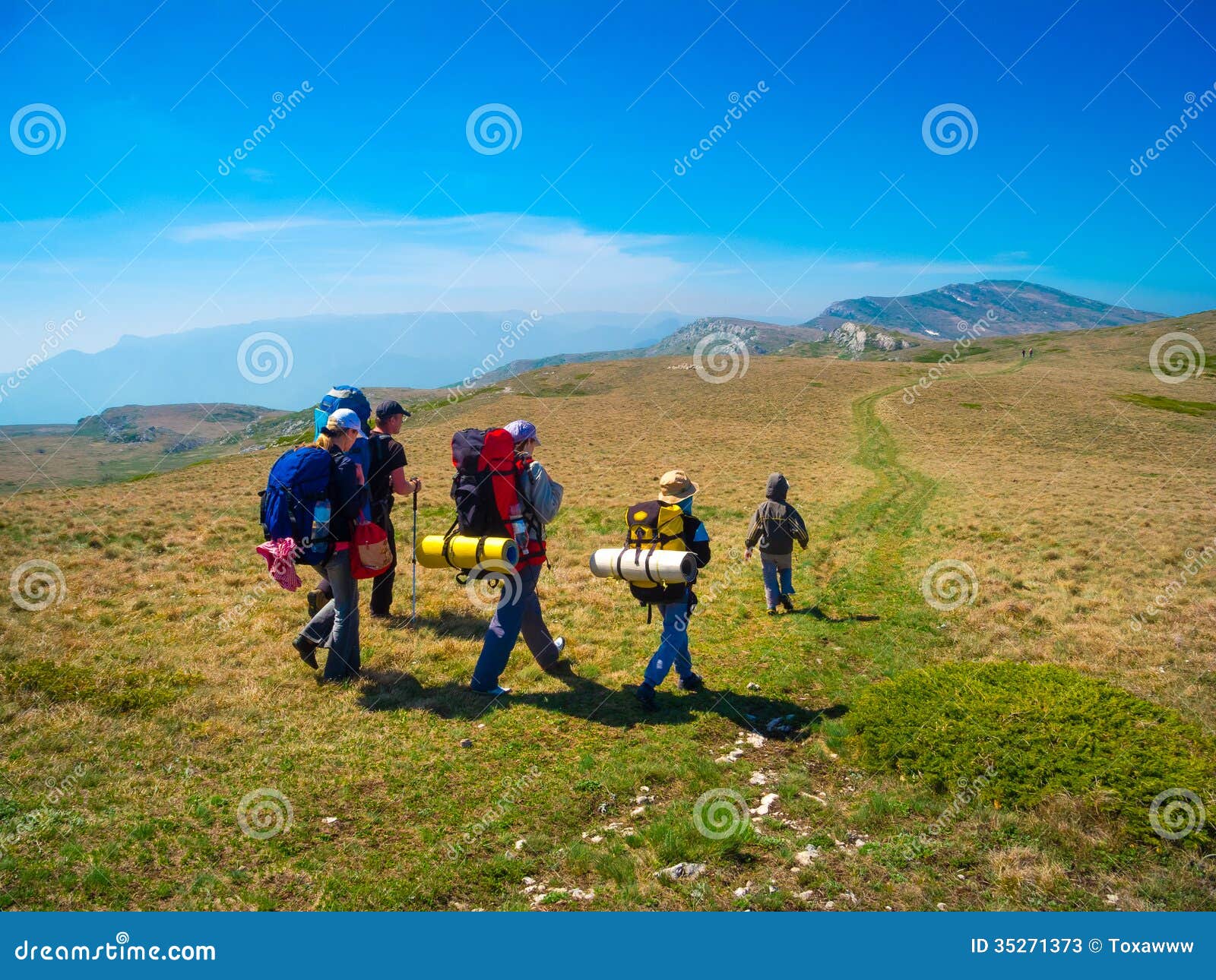 Hikers Group Trekking in Crimea Stock Image - Image of nonurban ...
