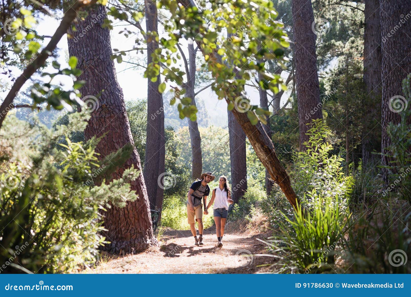 Hikers Holding Hands on Trail in Forest Stock Photo - Image of holding ...