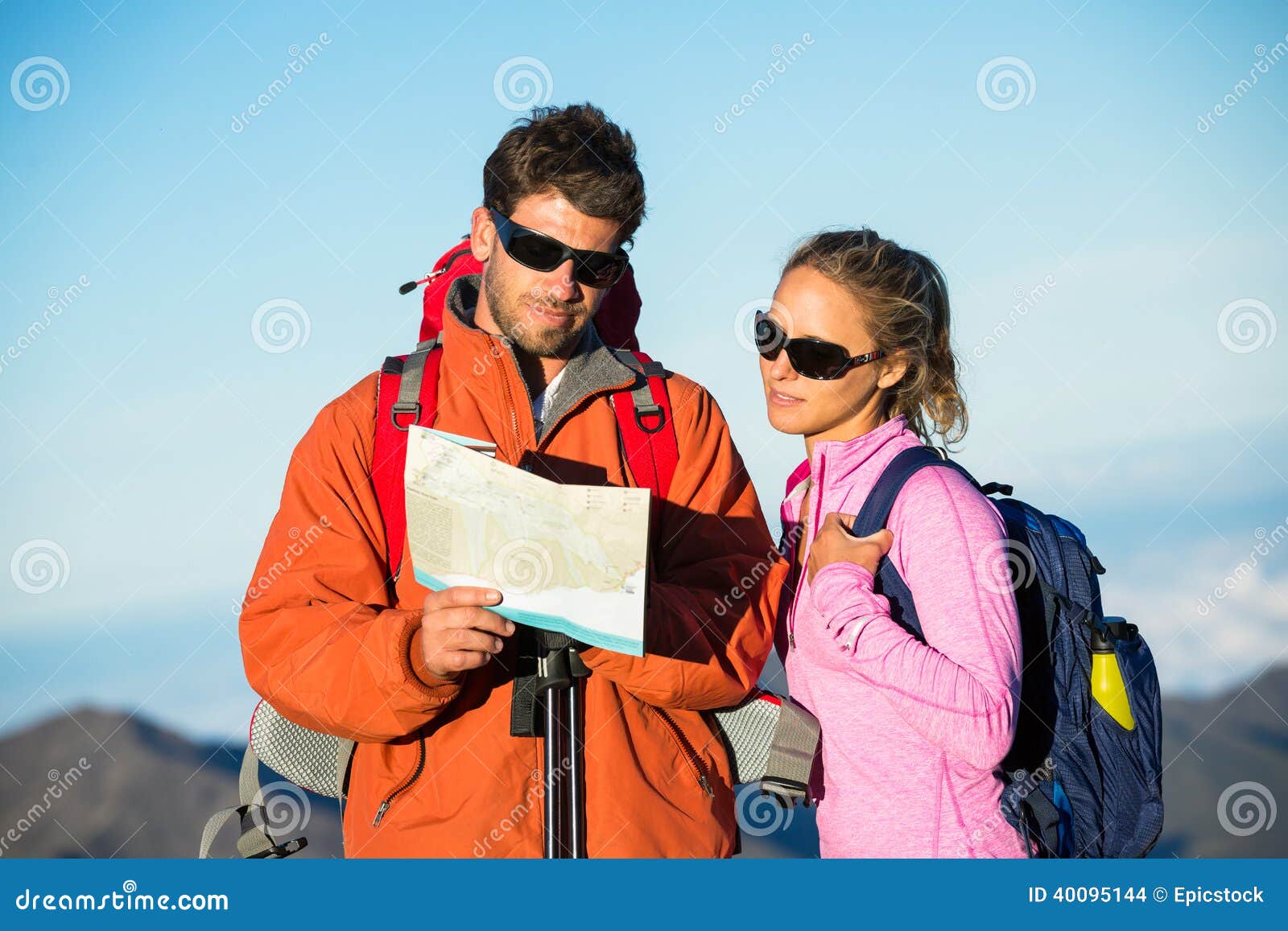 Hikers Looking at Trail Map Stock Photo - Image of mountain, activity ...