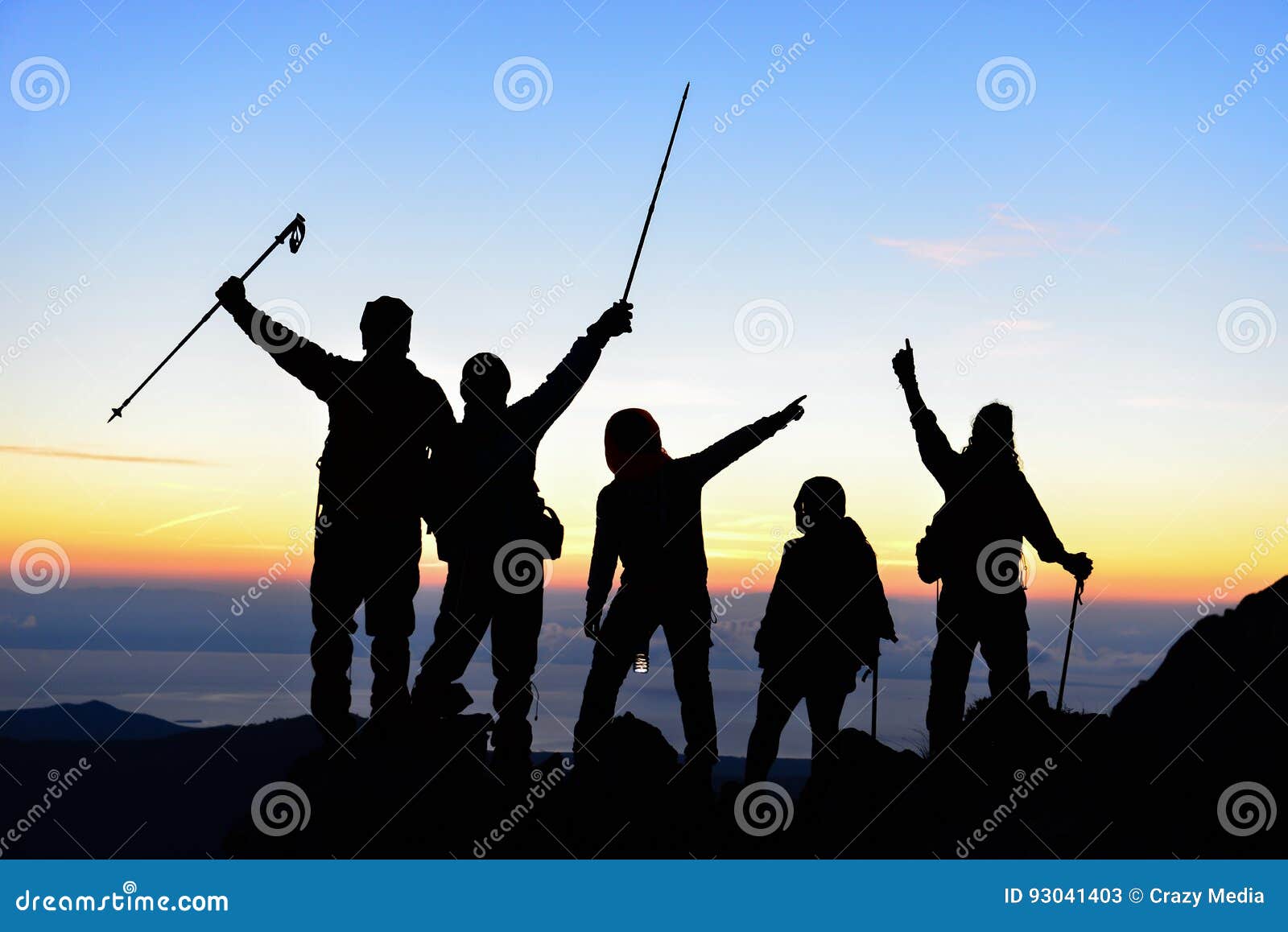 Hikers on mountain stock image. Image of dawn, range - 93041403