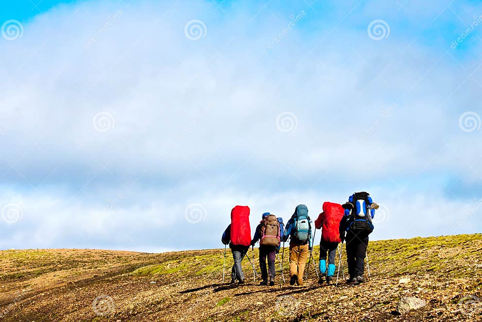 Hikers in the mountains stock photo. Image of effort - 21681794
