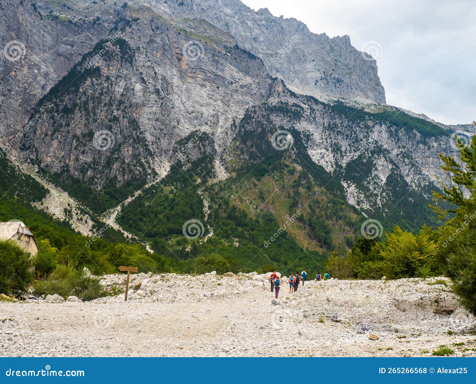 Hikers in the Mountains in Theth Valley in Albania Stock Photo - Image ...