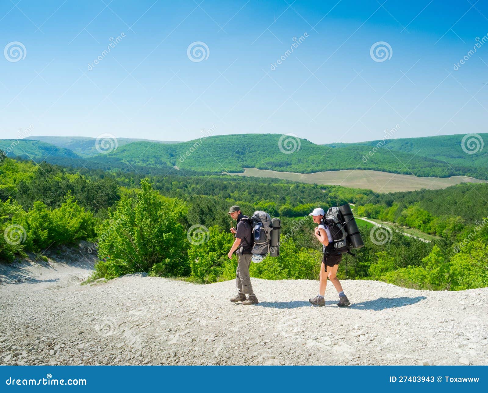 Hikers on a path stock image. Image of backpacker, people - 27403943