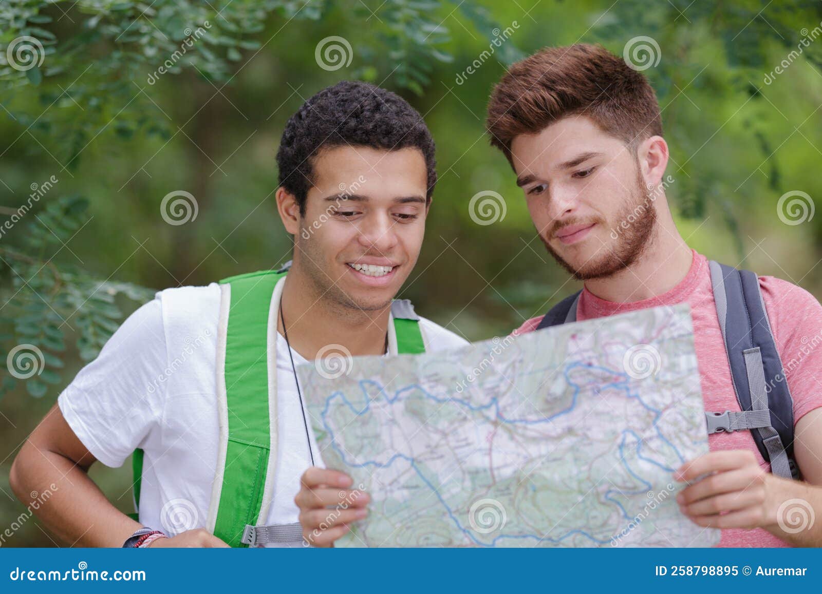 Hikers Reading Trail Map while Trekking in Hills Stock Image - Image of ...