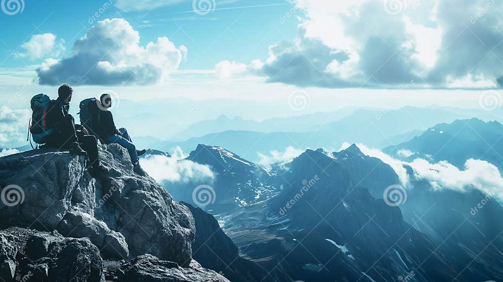 Hikers Taking a Well-deserved Rest after Conquering a Peak Stock Image ...