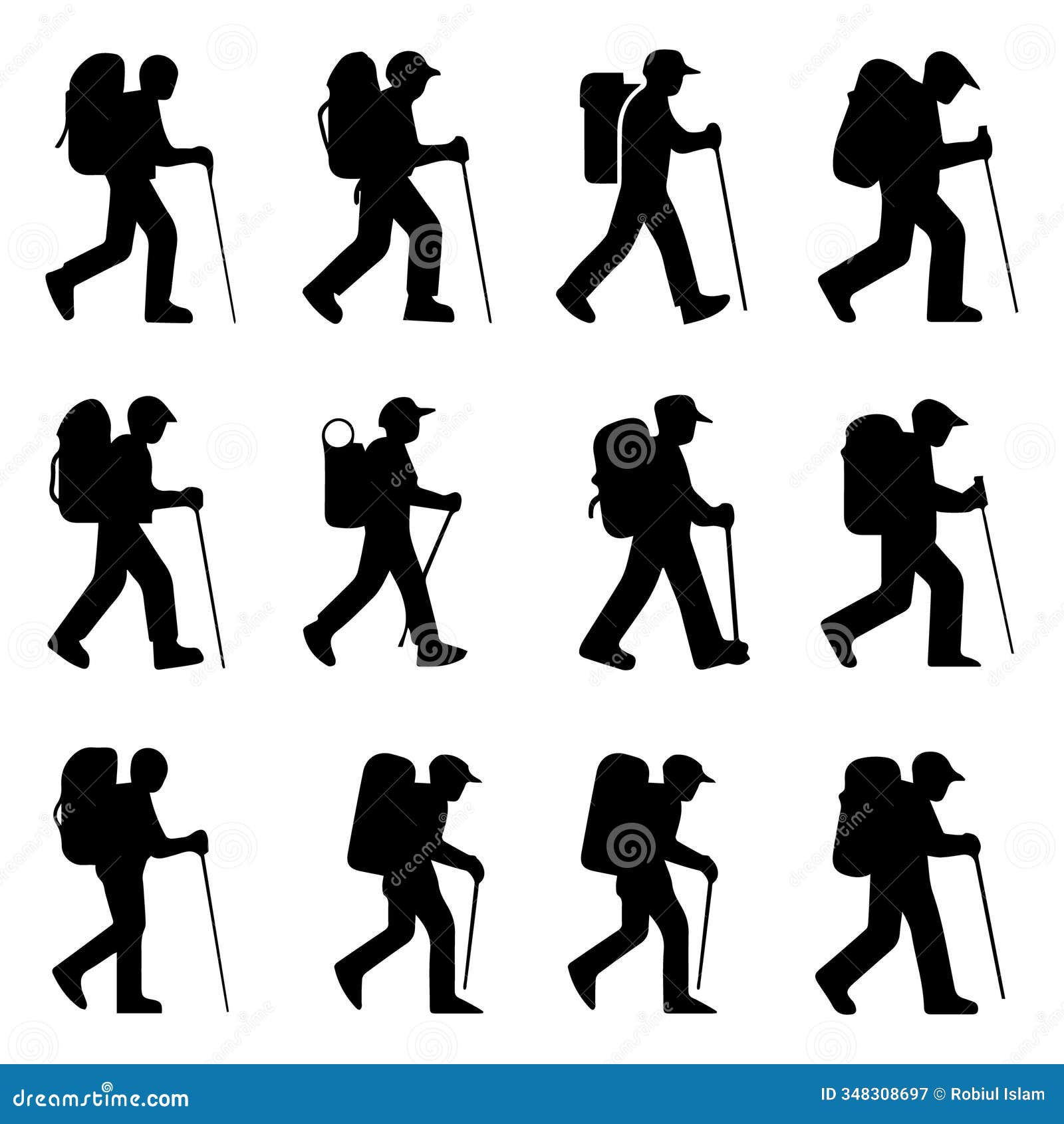 Hiking and Backpacking Icons Vector Design Stock Illustration ...