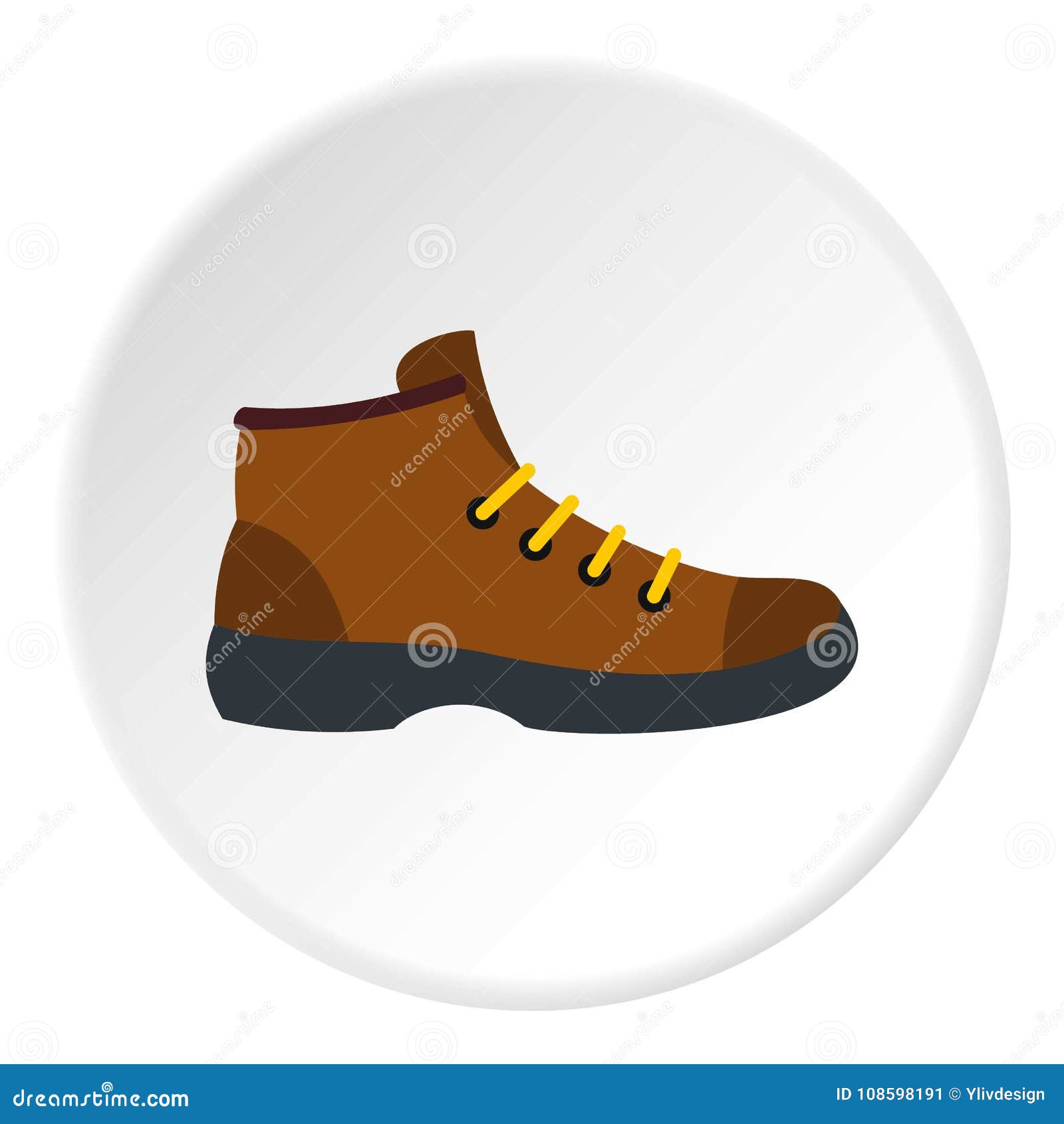 Hiking boot icon circle stock vector. Illustration of draw - 108598191