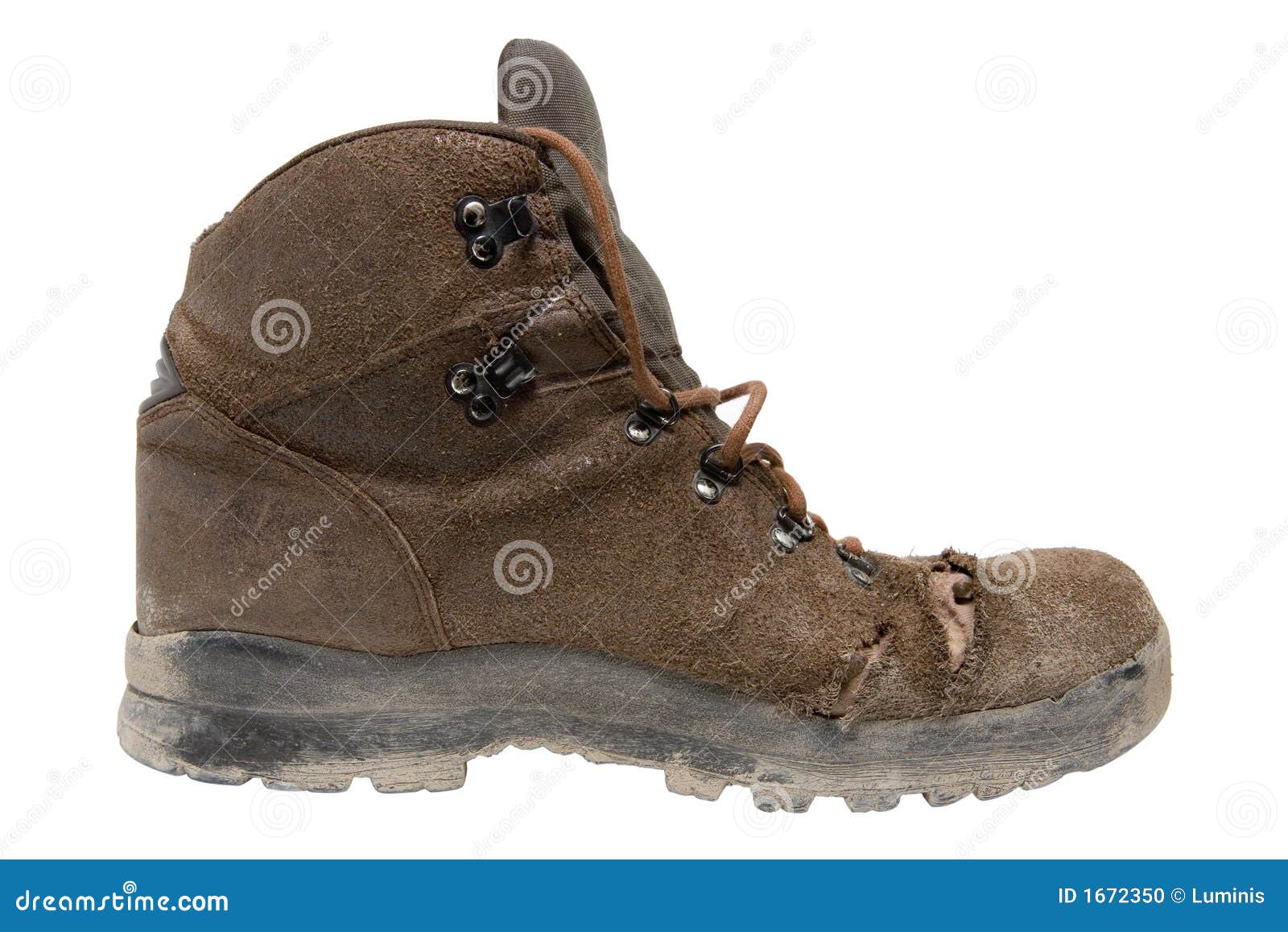 Hiking Boot Right Side stock photo. Image of leather, footwear - 1672350