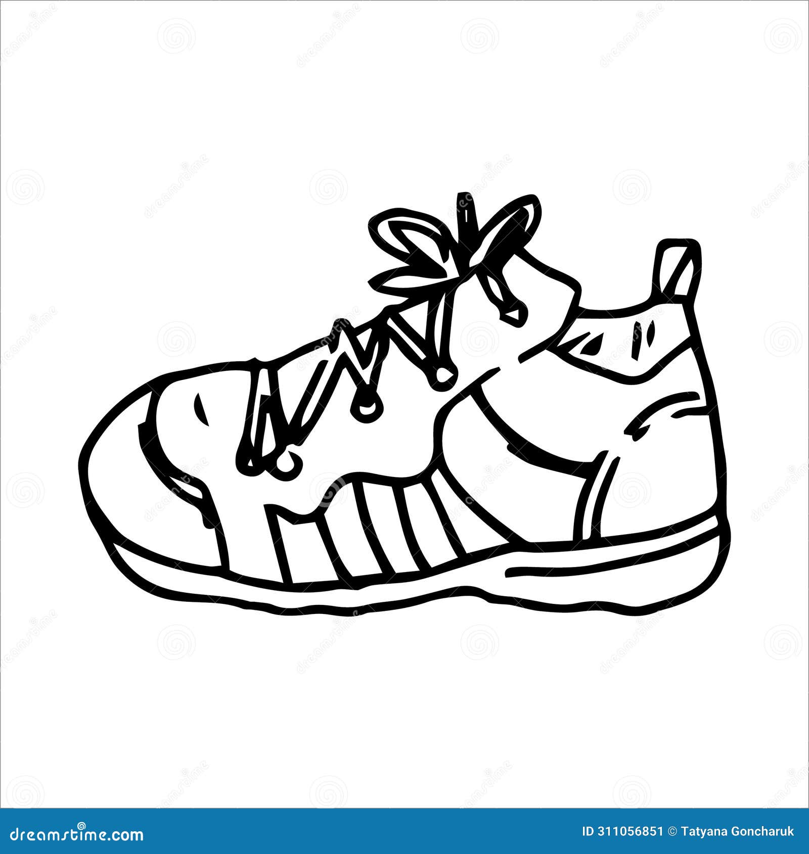 Hiking Boots. Simple Line Drawing in Doodle Style. Stock Vector ...