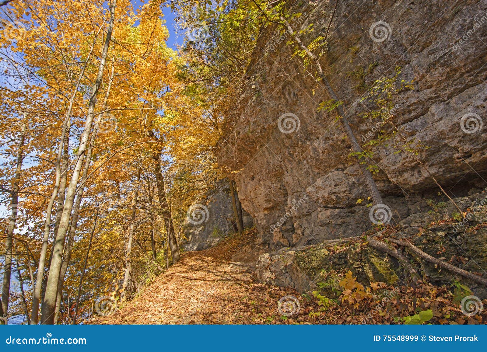 Hiking a Cliff Trail in the Fall Stock Image - Image of state, colors ...