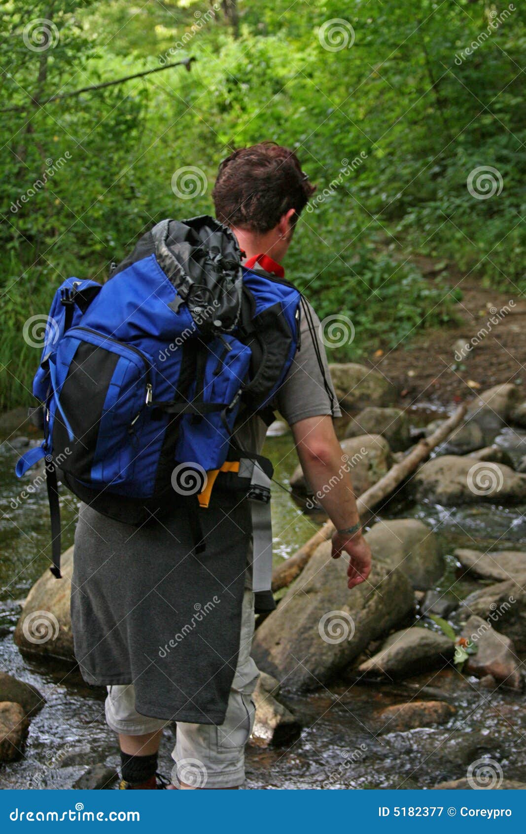 Hiking | Crossing a Stream stock image. Image of rocks - 5182377