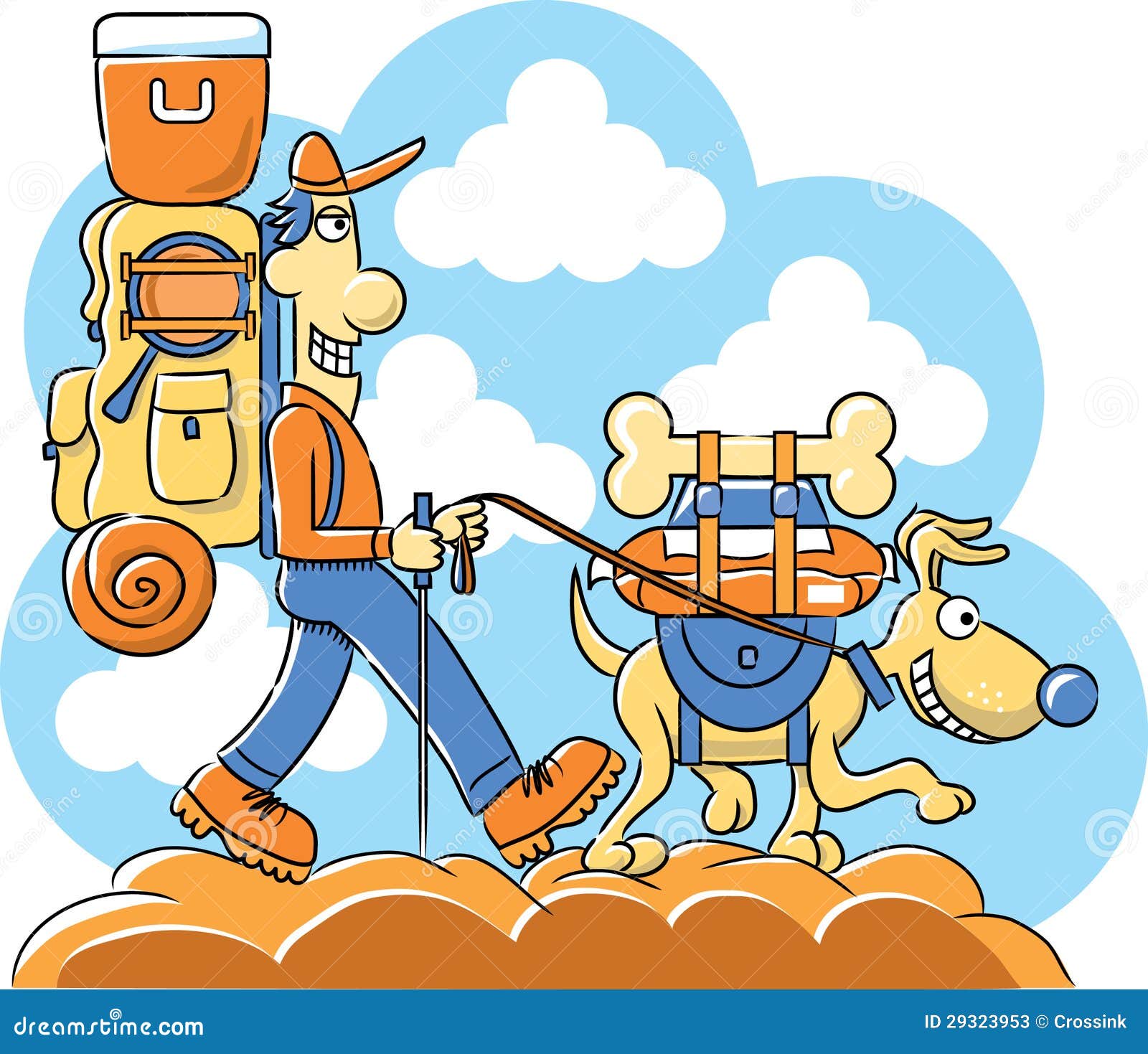 Hiking with Dog stock vector. Illustration of happy, leash - 29323953