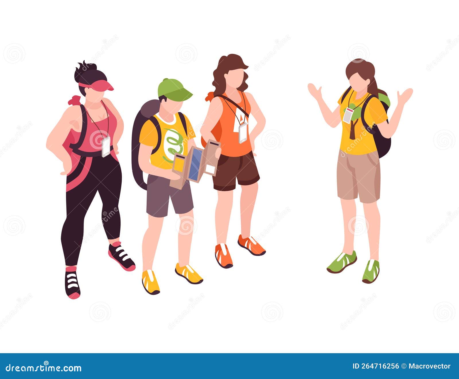 Excursion Guide Statue Composition Cartoon Vector | CartoonDealer.com ...