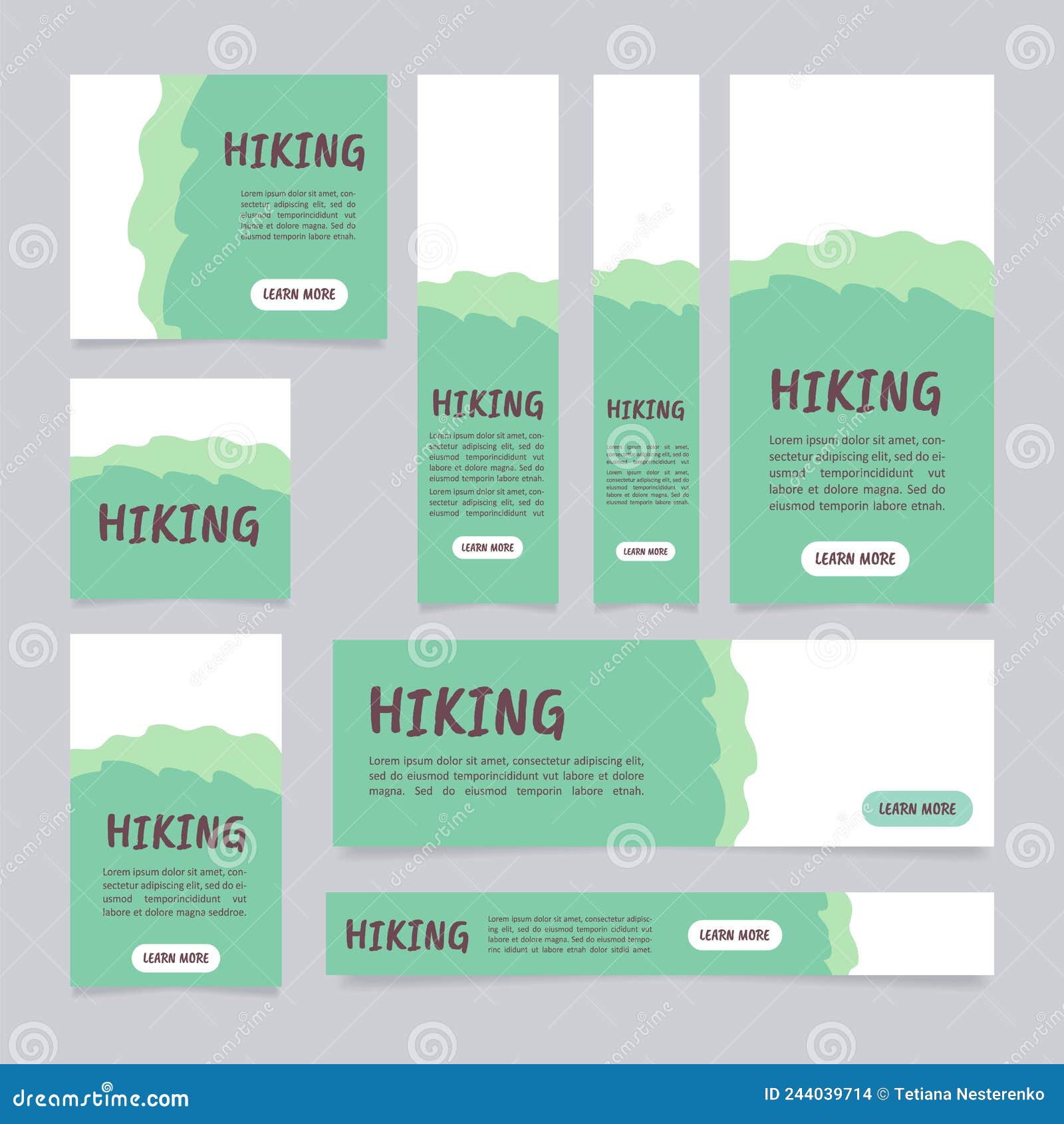 Hiking and Exploring Nature Web Banner Design Template Stock Vector ...