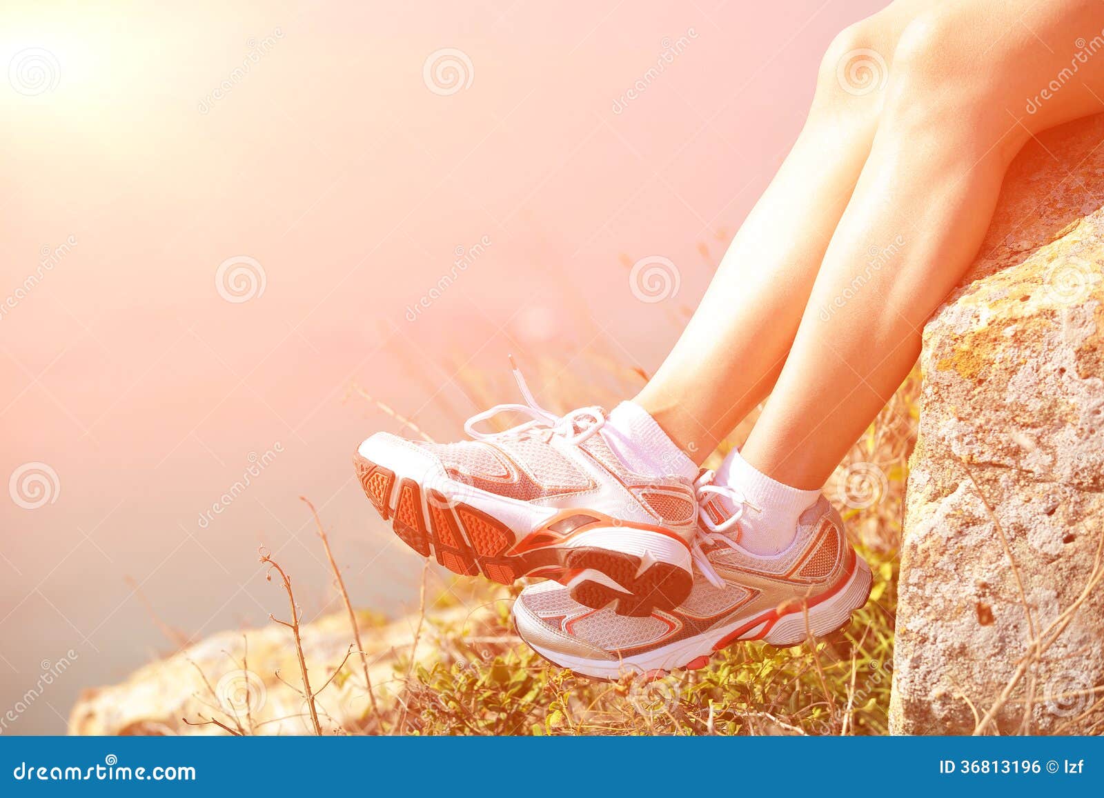 Hiking Feet Relax Seaside Rock Stock Photo - Image of nature, stone ...