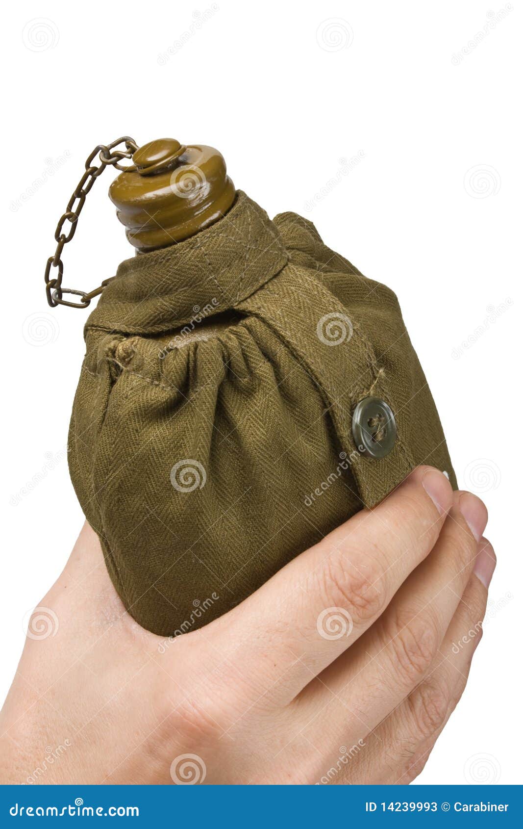 Hiking flask in hand stock image. Image of steel, object - 14239993