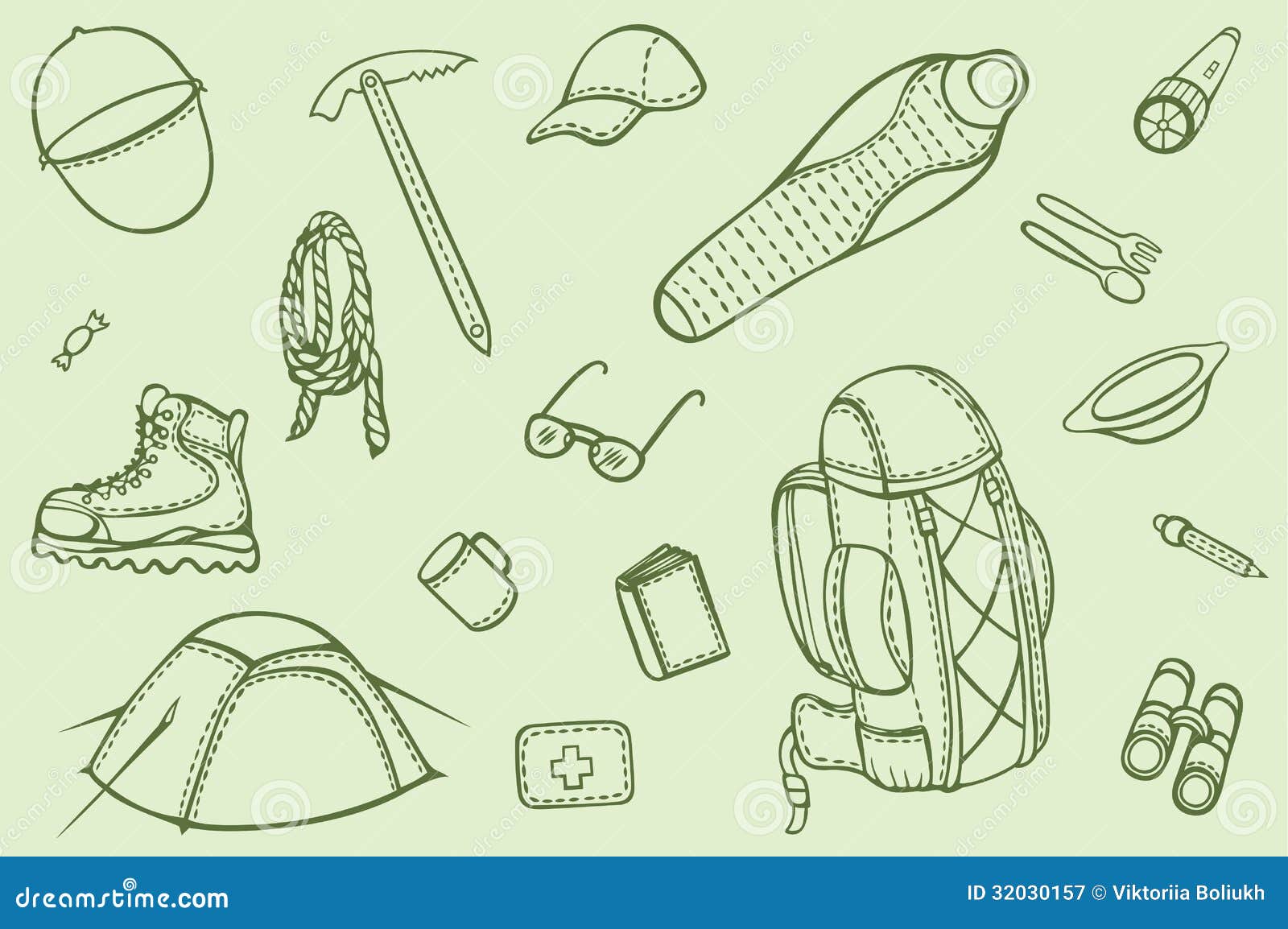 Hiking gear stock illustration. Illustration of guidebook - 32030157