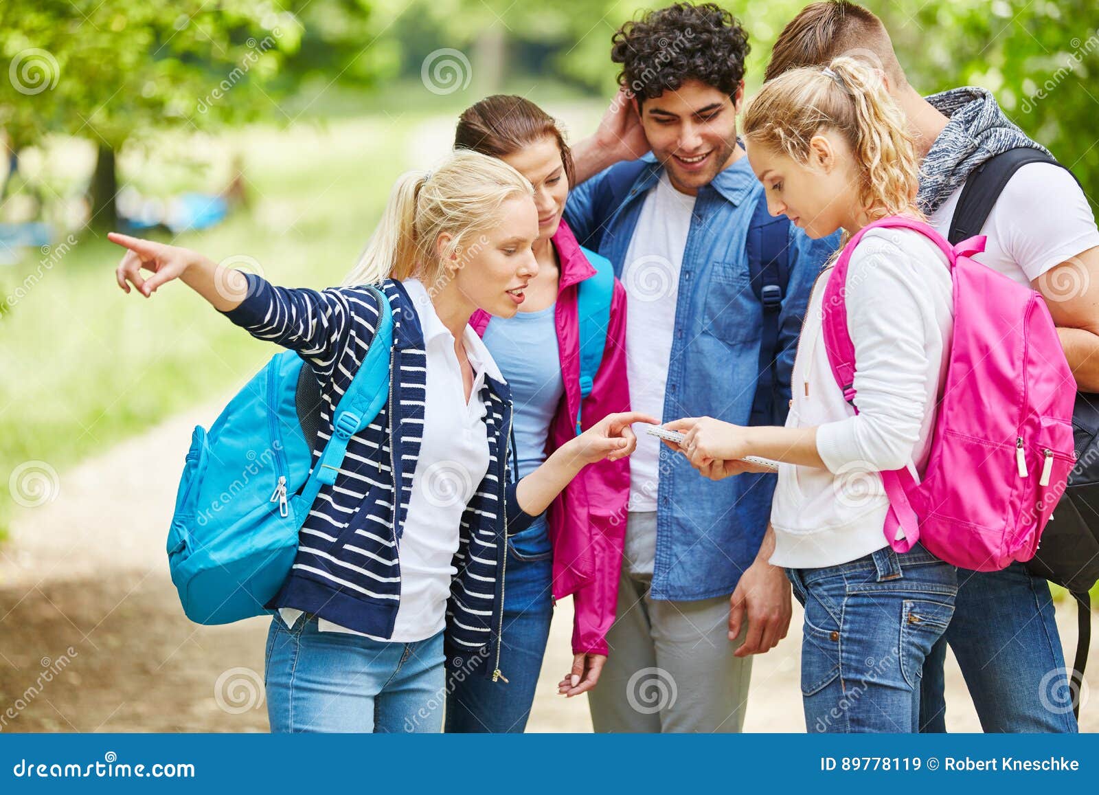 Hiking Group Looking for Orientation Stock Image - Image of people ...