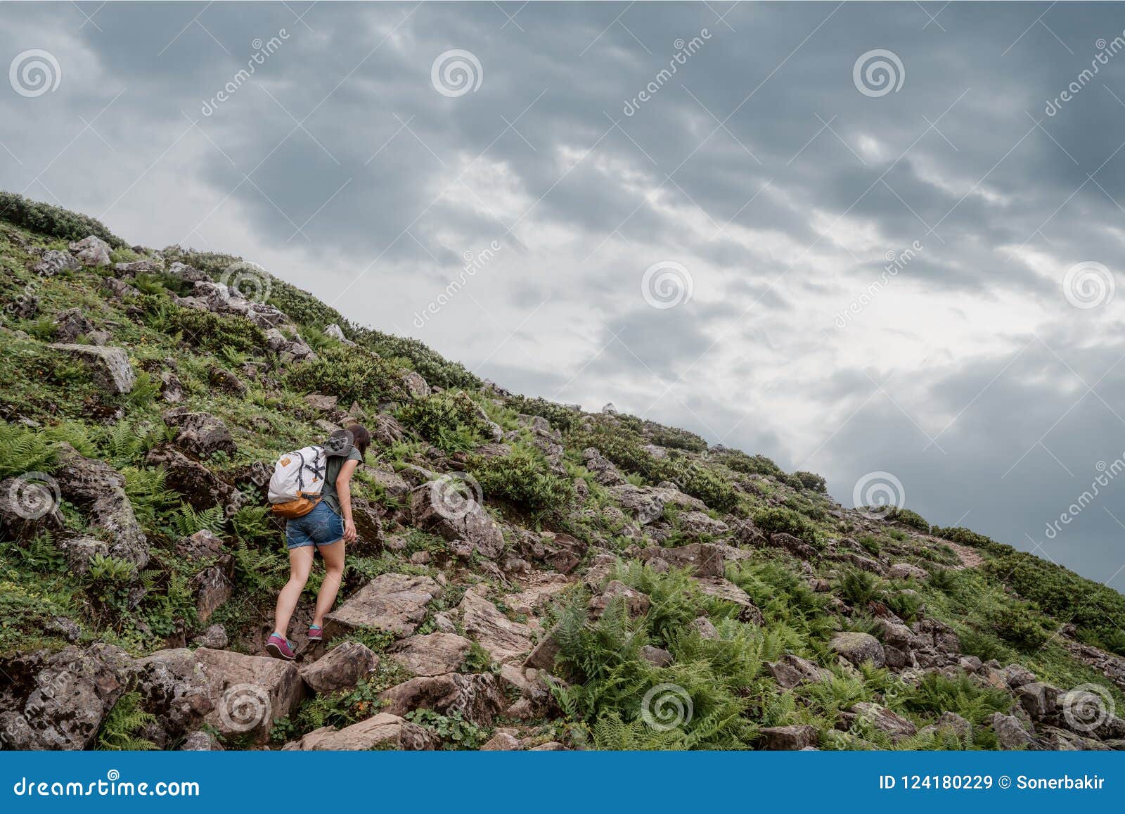 Hiking - Hiker Woman on Trek with Backpack Living Healthy Active ... Hiking - Hiker Woman on Trek with Backpack Living Healthy Active ...