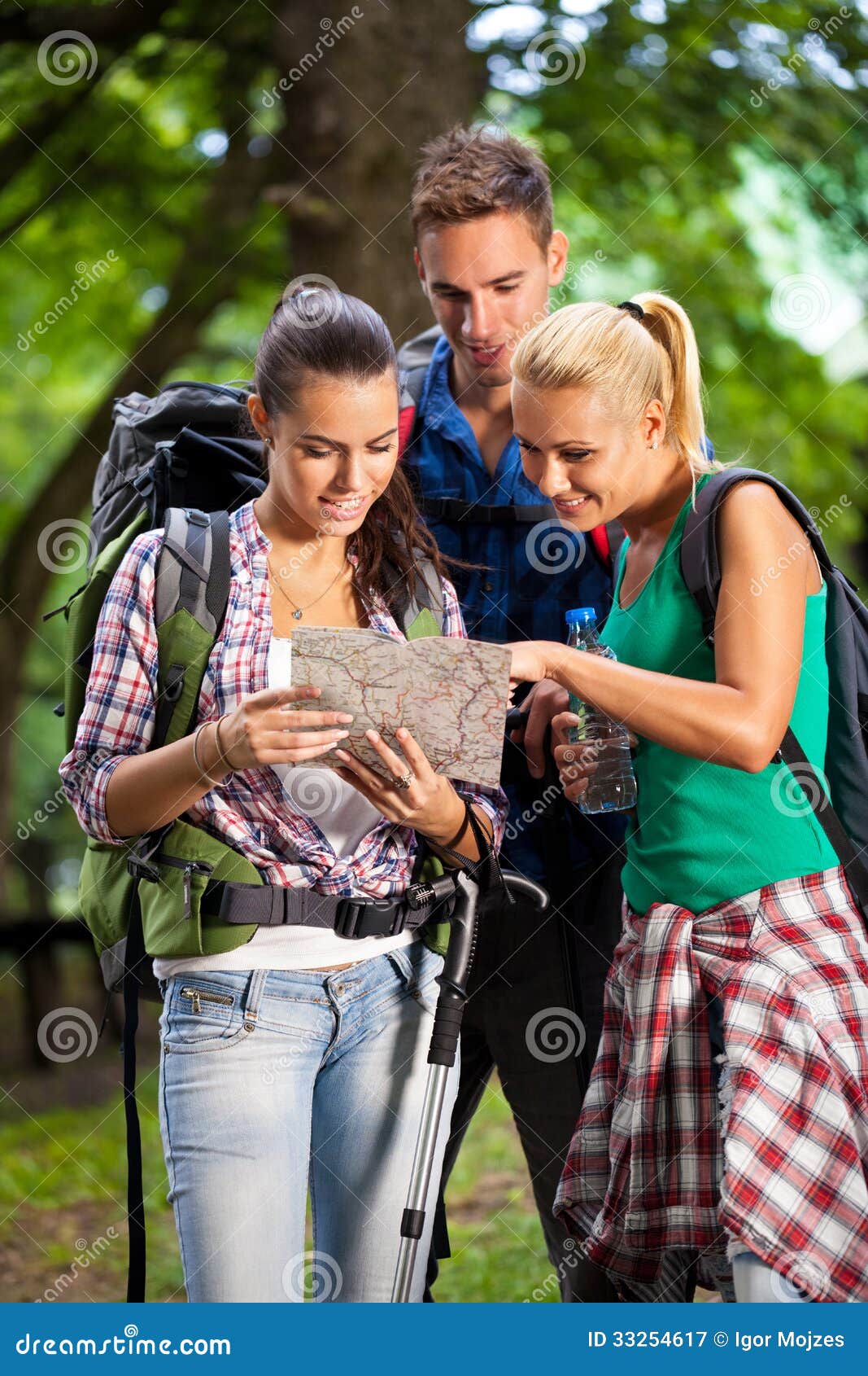 Hiking - Hikers Looking at Map Stock Image - Image of environment ...