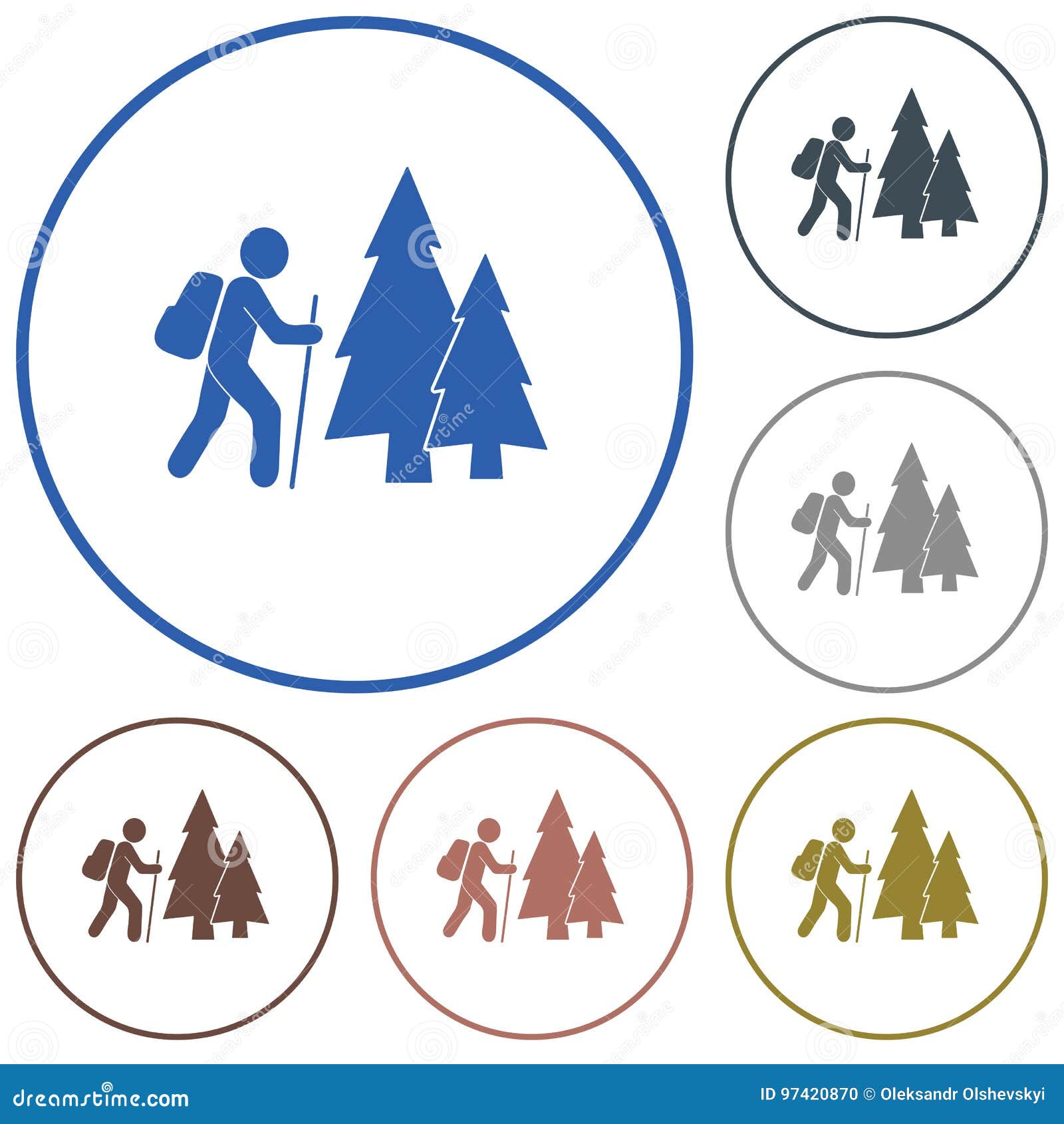Hiking icon illustration stock vector. Illustration of tourist - 97420870