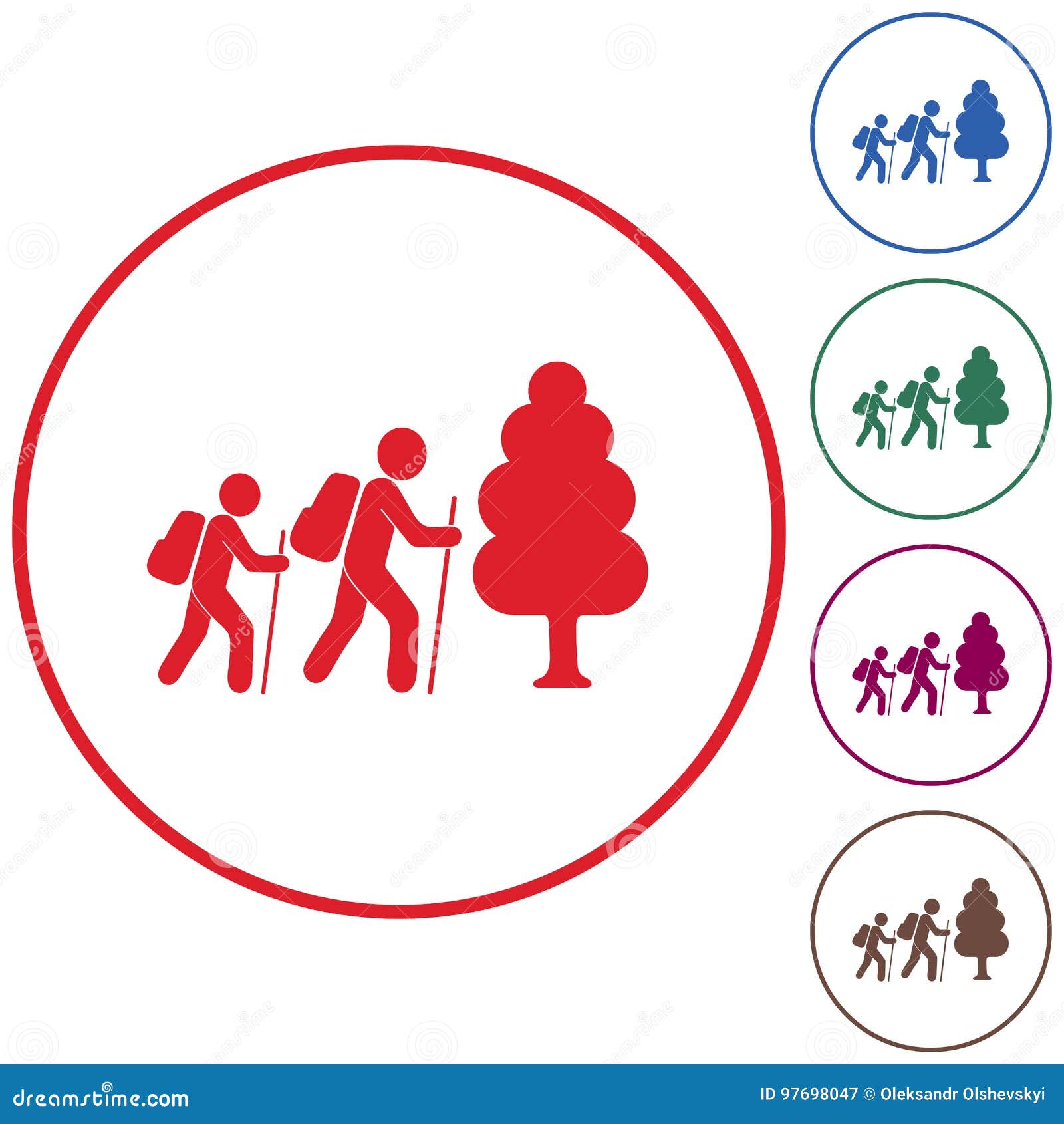 Hiking icon illustration stock vector. Illustration of square - 97698047