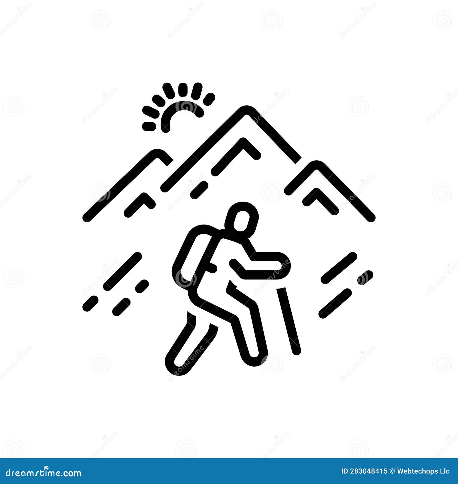 Black Line Icon for Hiking, Wandering and Travelling Stock Vector ...