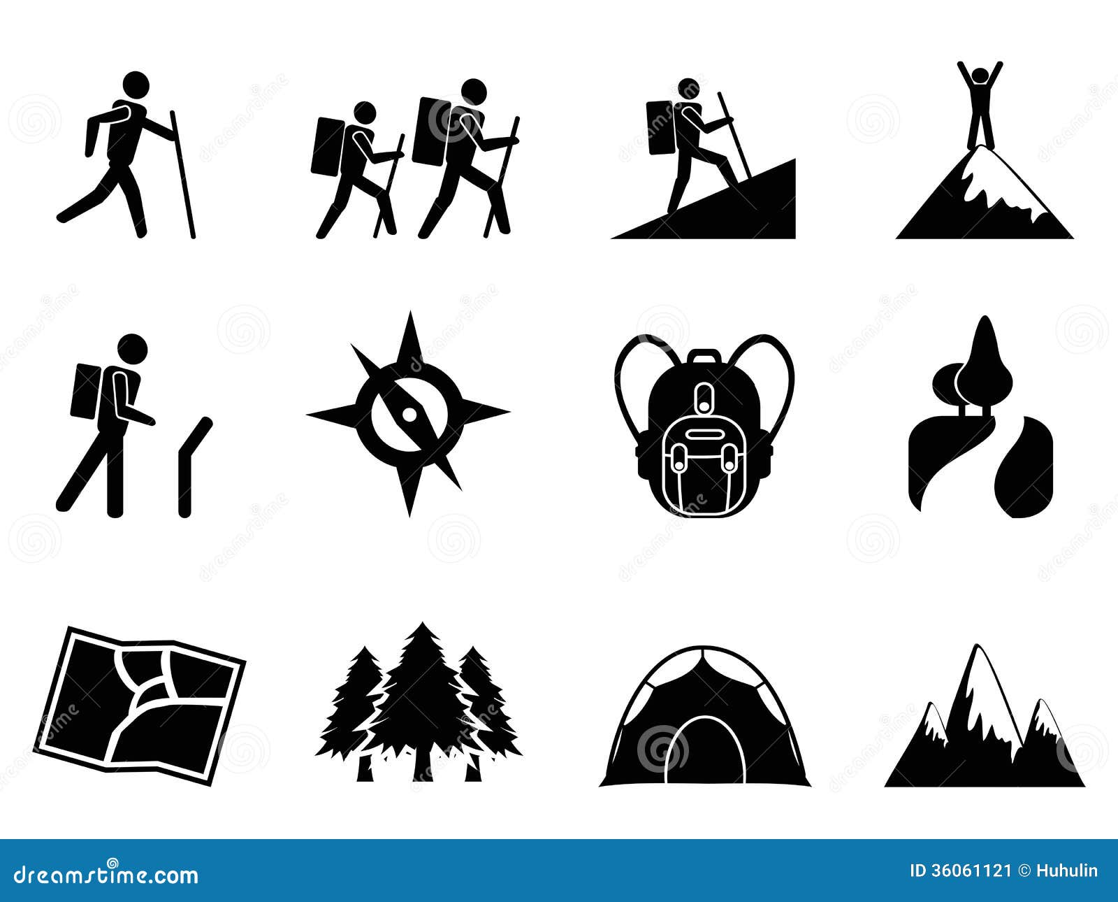 Hiking Icons Stock Image - Image: 36061121