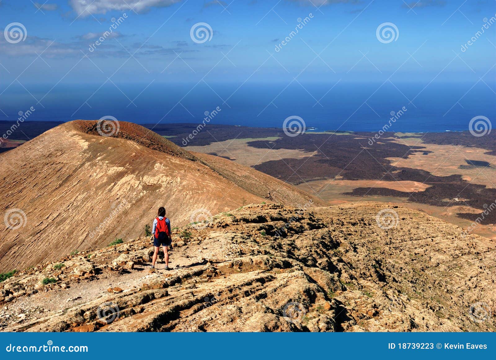 Hiking in Lanzarote stock image. Image of land, blue - 18739223