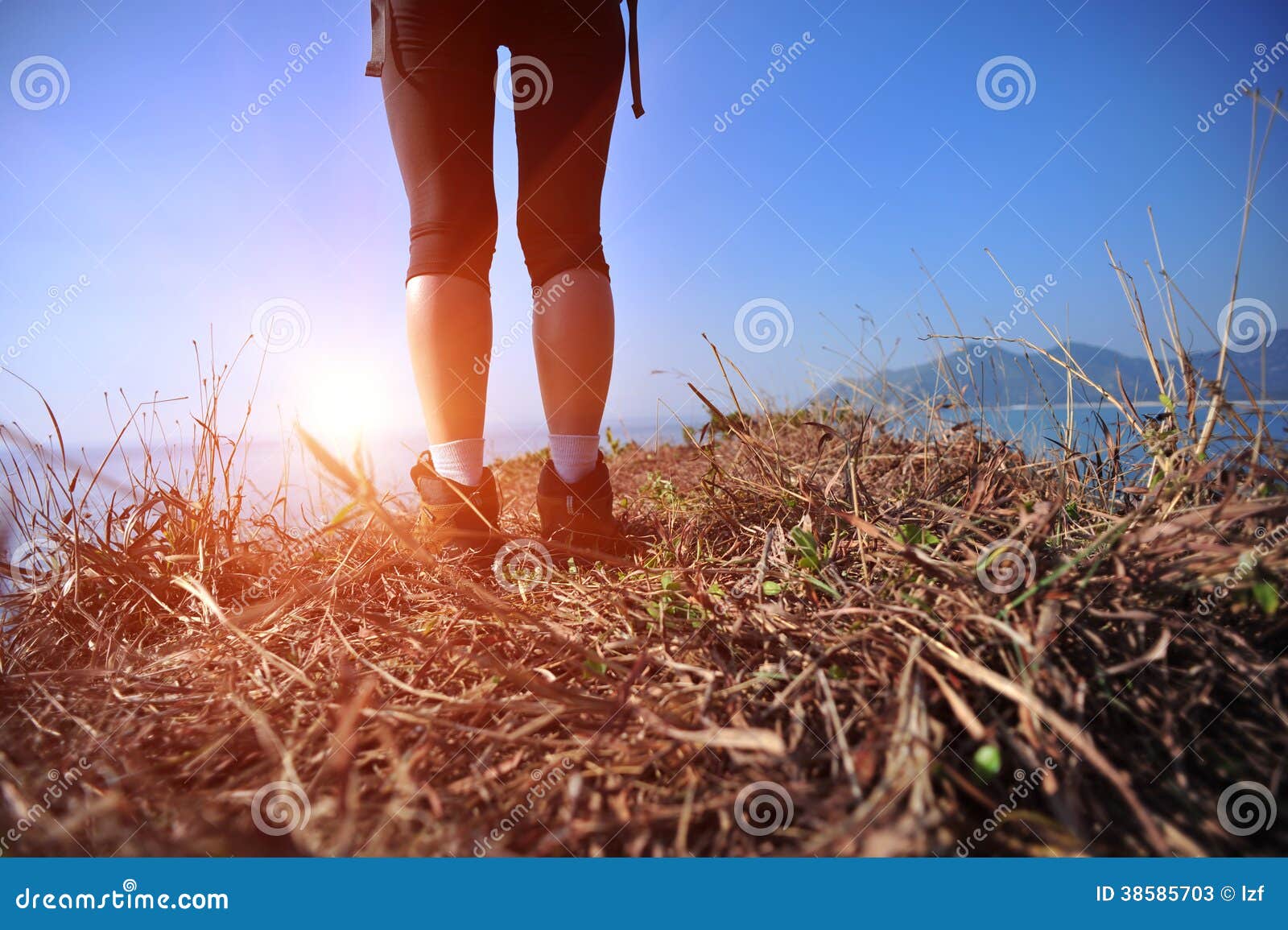 Hiking legs stock image. Image of backpacker, nature - 38585703