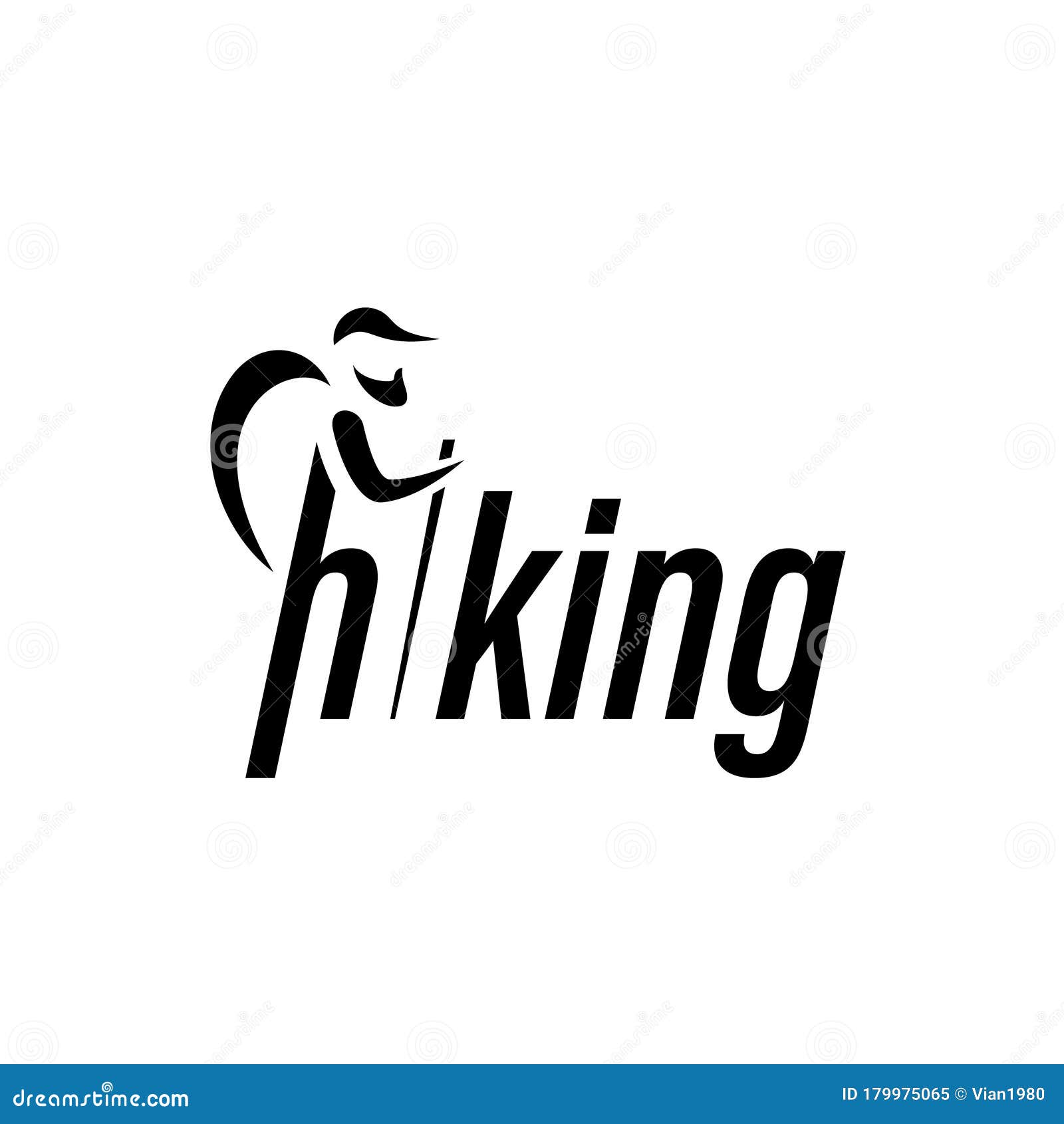 Hiking Logo Simple Line Silhouette with Tex Stock Vector - Illustration ...