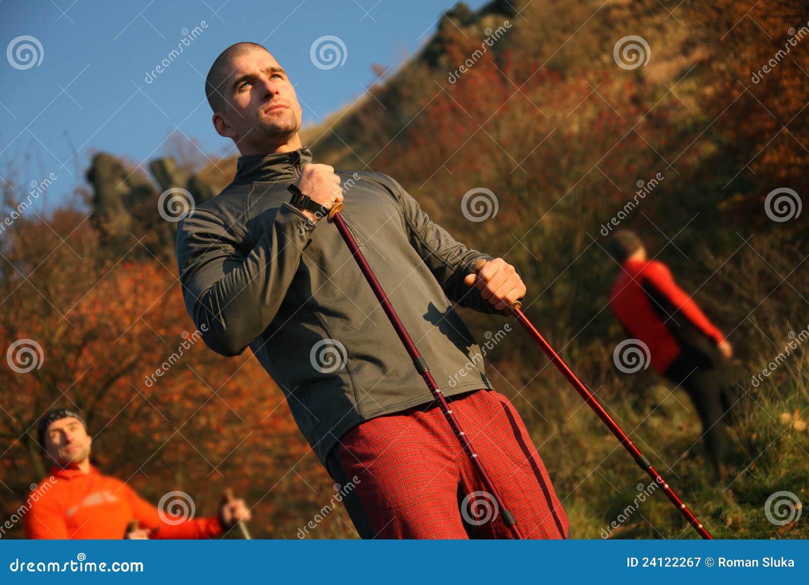 Hiking Man -outdoor in Forest Stock Image - Image of happiness ...