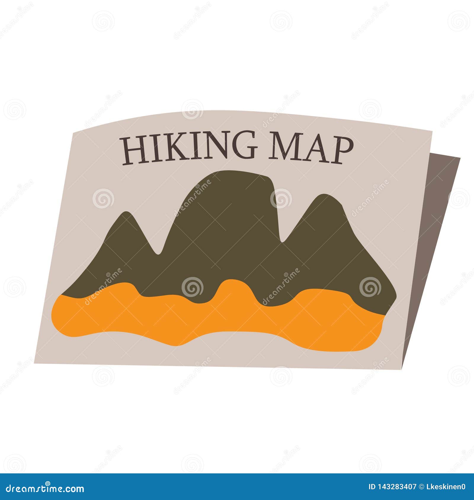 Hiking Map Flat Illustration on White Stock Vector - Illustration of ...