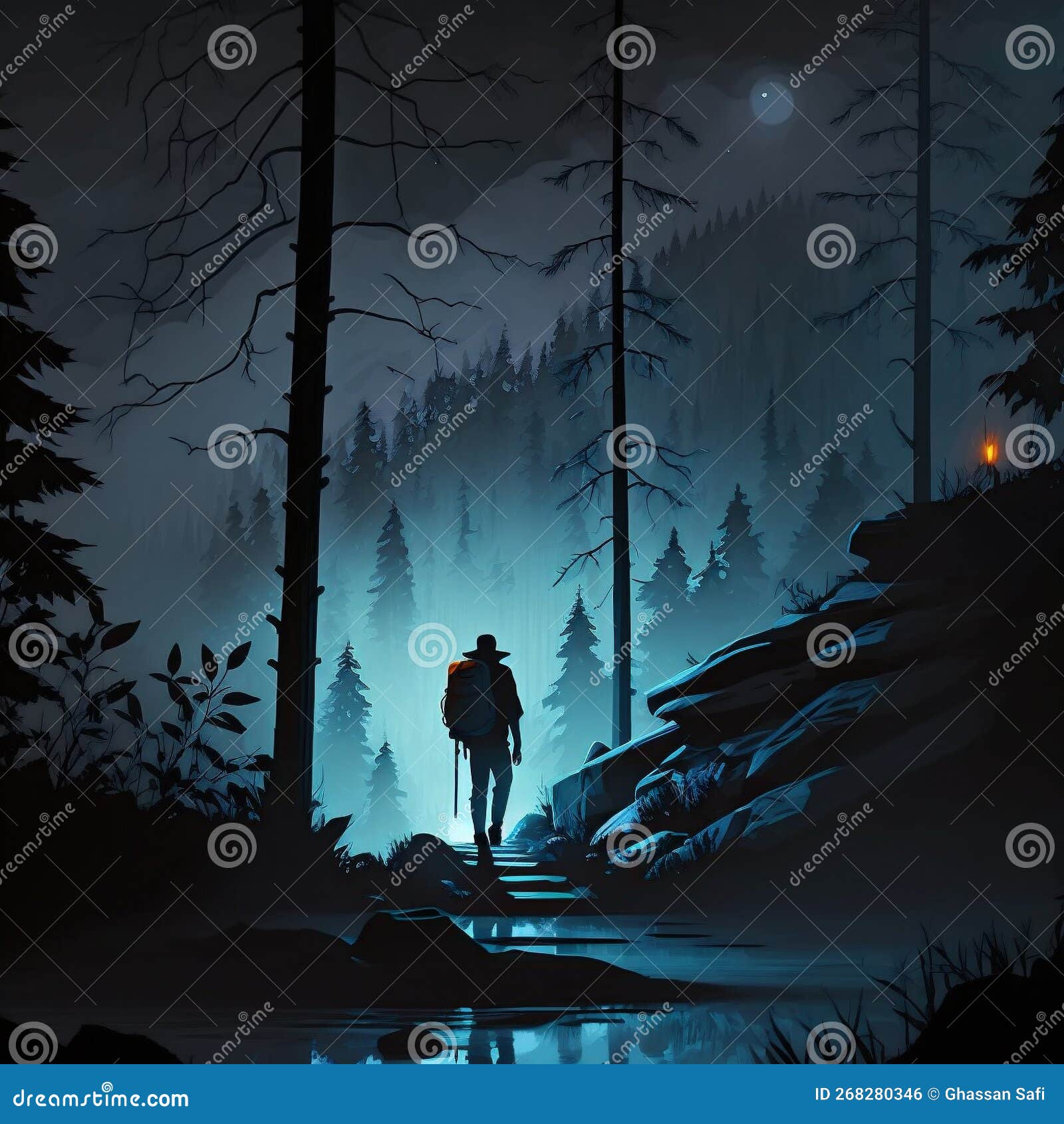 Dark Forest Path Moon