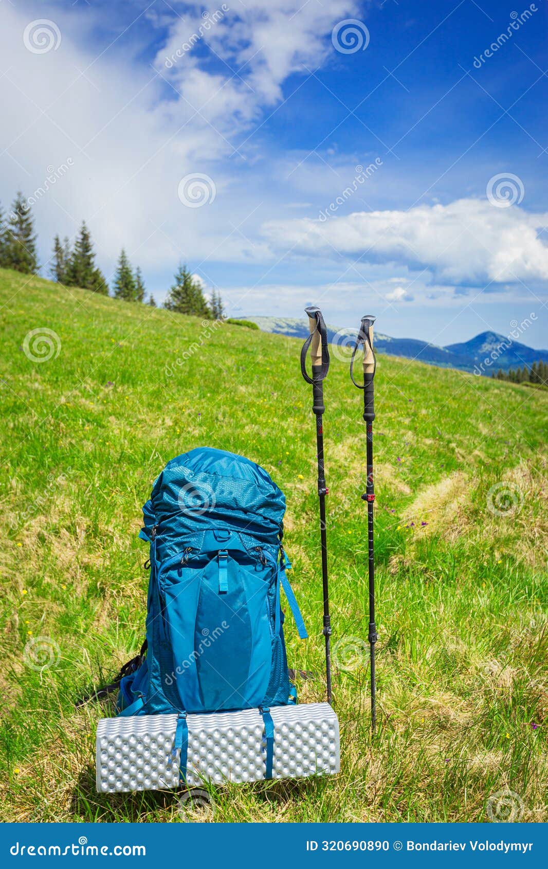 Walking with a Backpack in the Beautiful Mountains. Stock Photo - Image ...