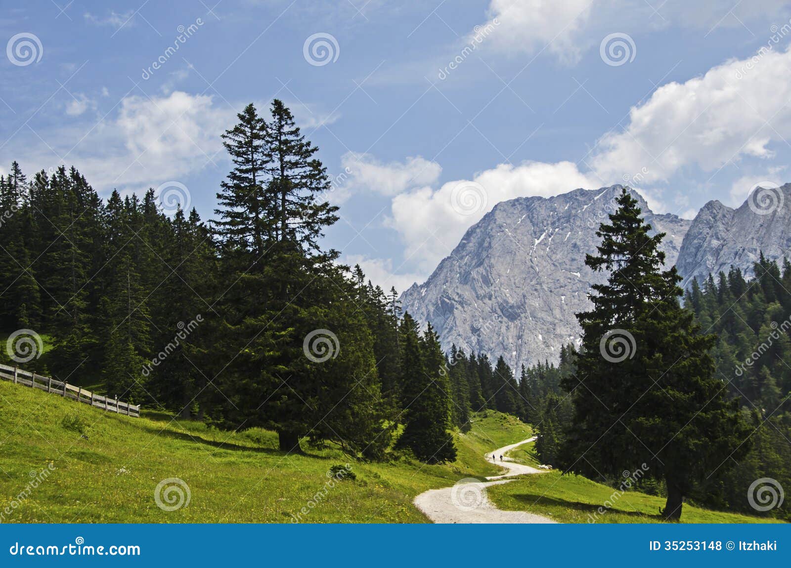 Hiking Path with Blue Sky and Beautiful Landscape Stock Photo - Image ...