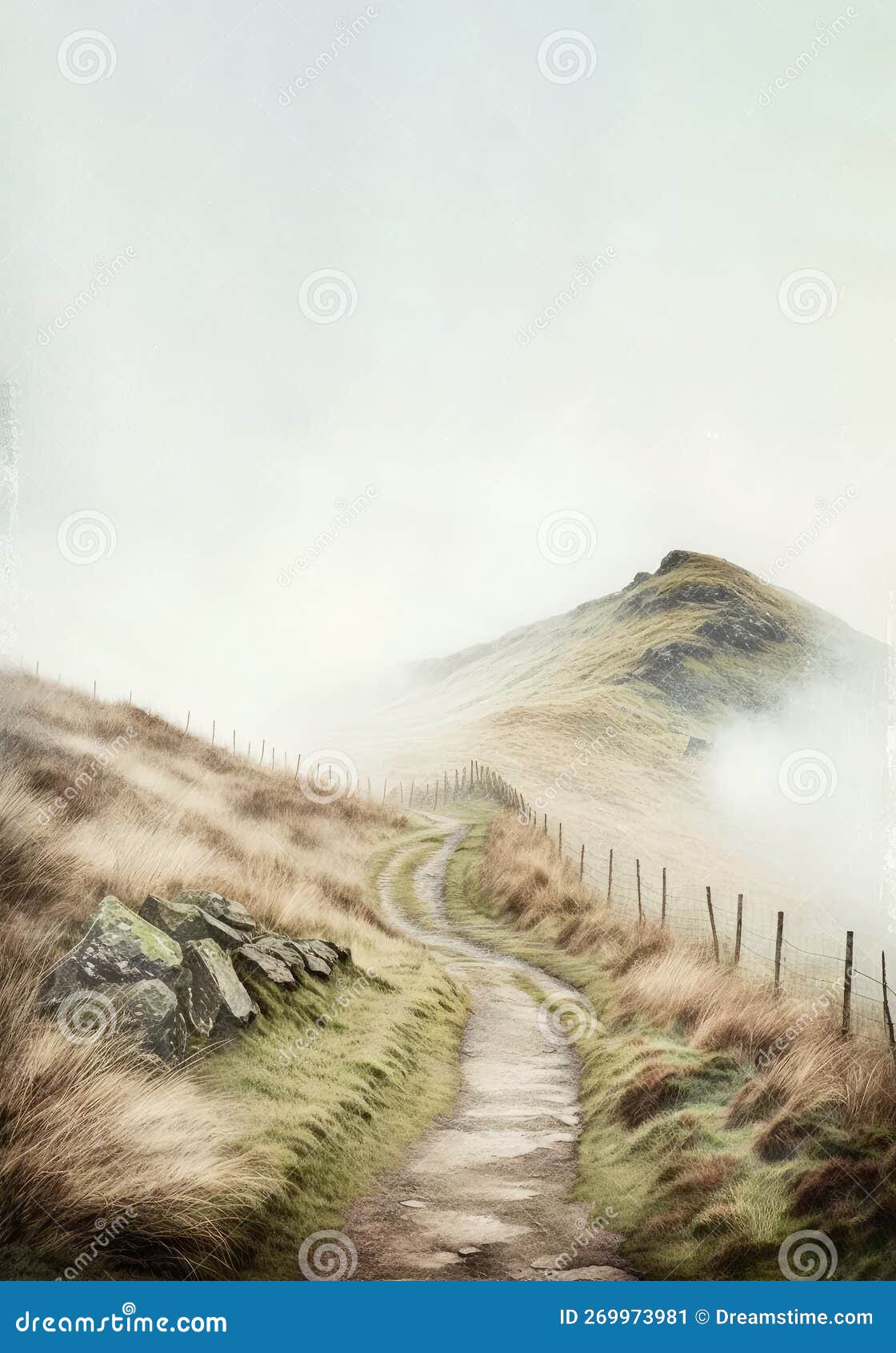 A Hiking Path through Hills Stock Illustration - Illustration of ...