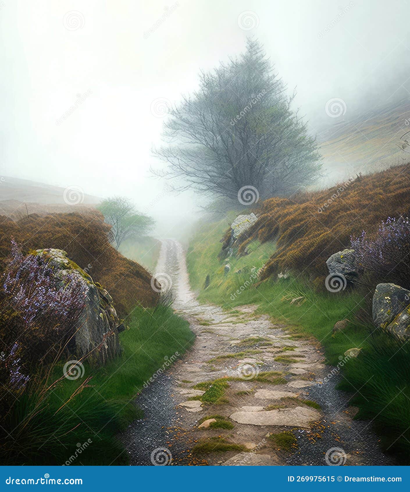 A Hiking Path through Hills Stock Illustration - Illustration of circle ...