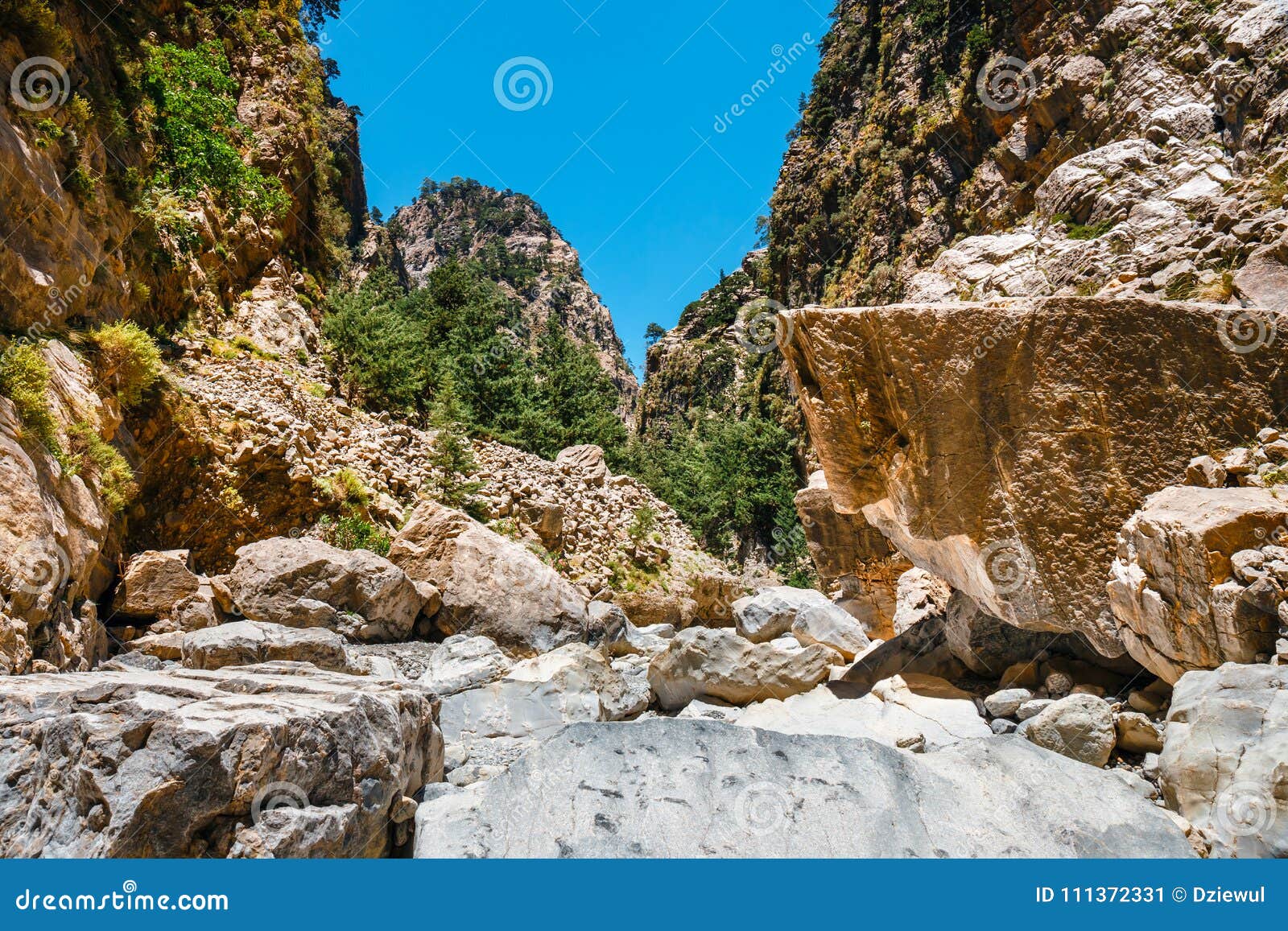 Hiking Path through Samaria Gorge in Crete Stock Image - Image of high ...
