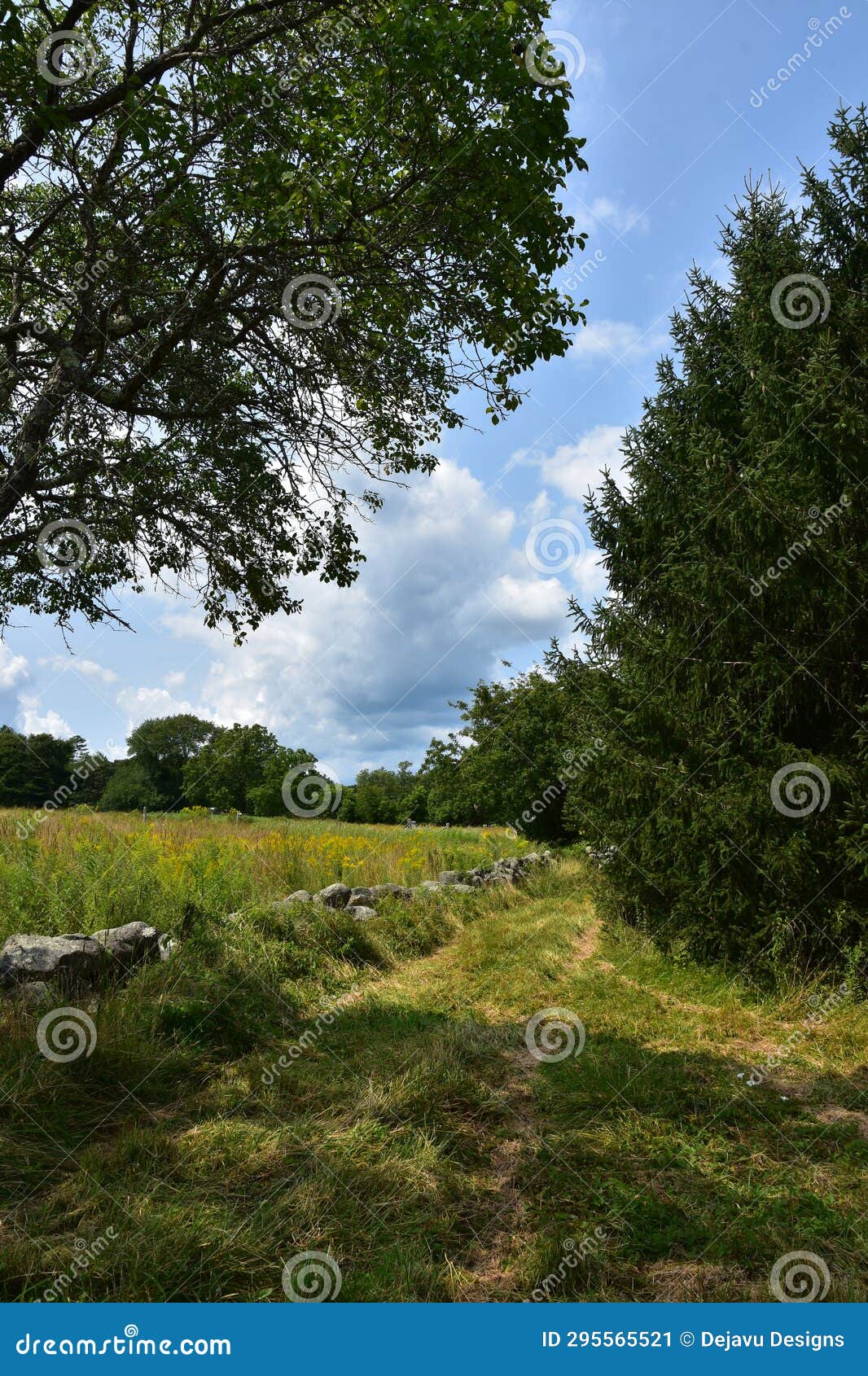 Hiking Path beside a Stone Wall and Field Stock Image - Image of ...