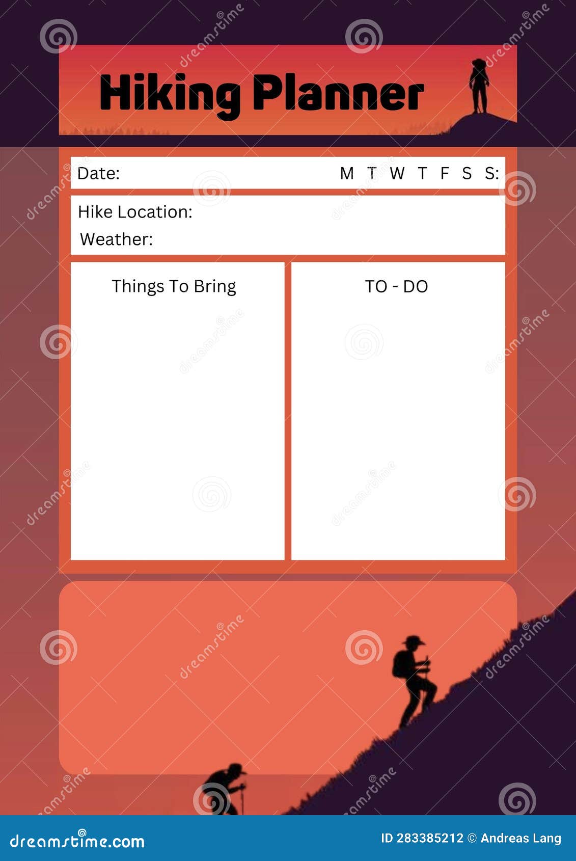 Hiking Planner Digital Planning Insert Sheet Printable Page Template ...
