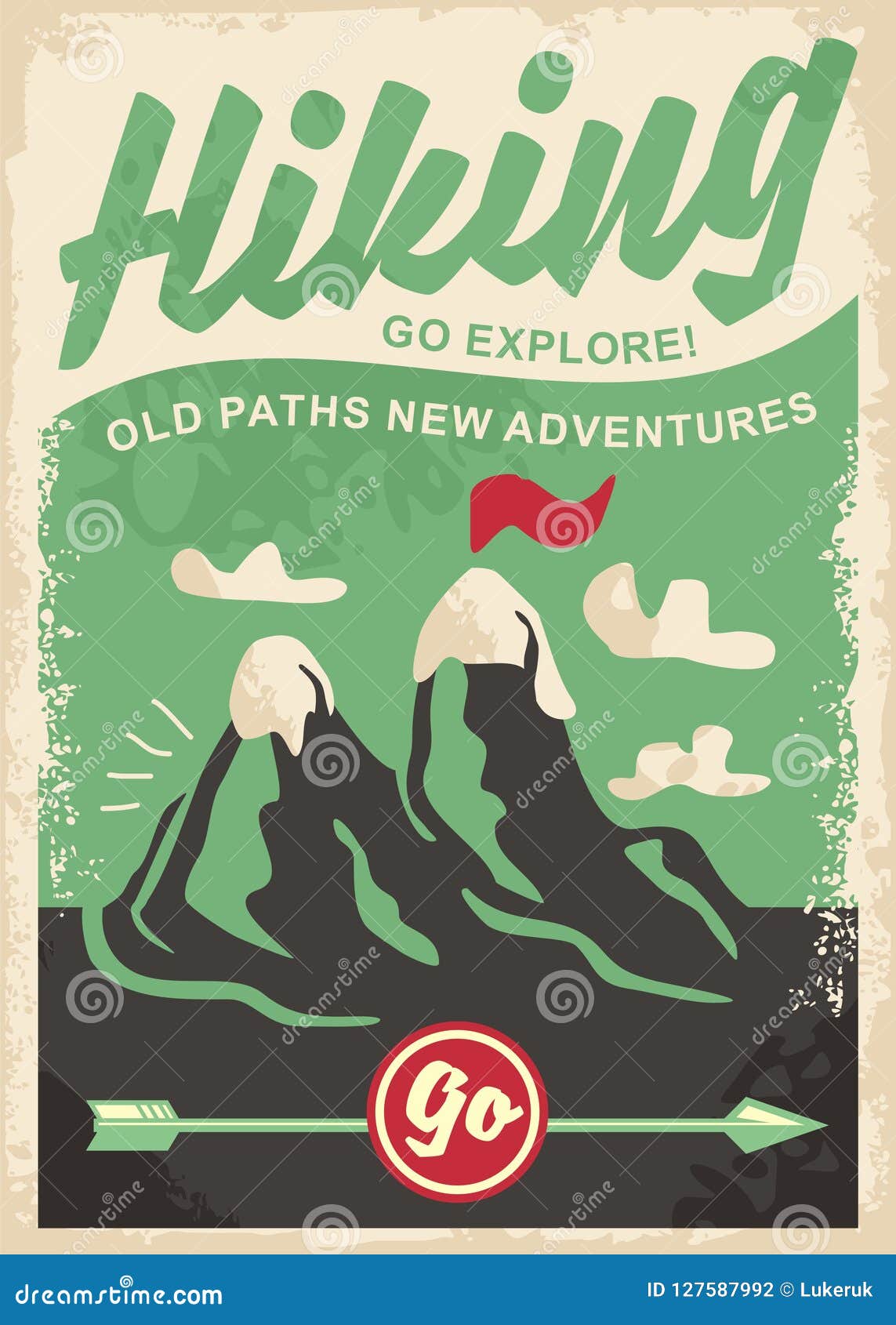 Hiking retro poster design stock vector. Illustration of hipster ...