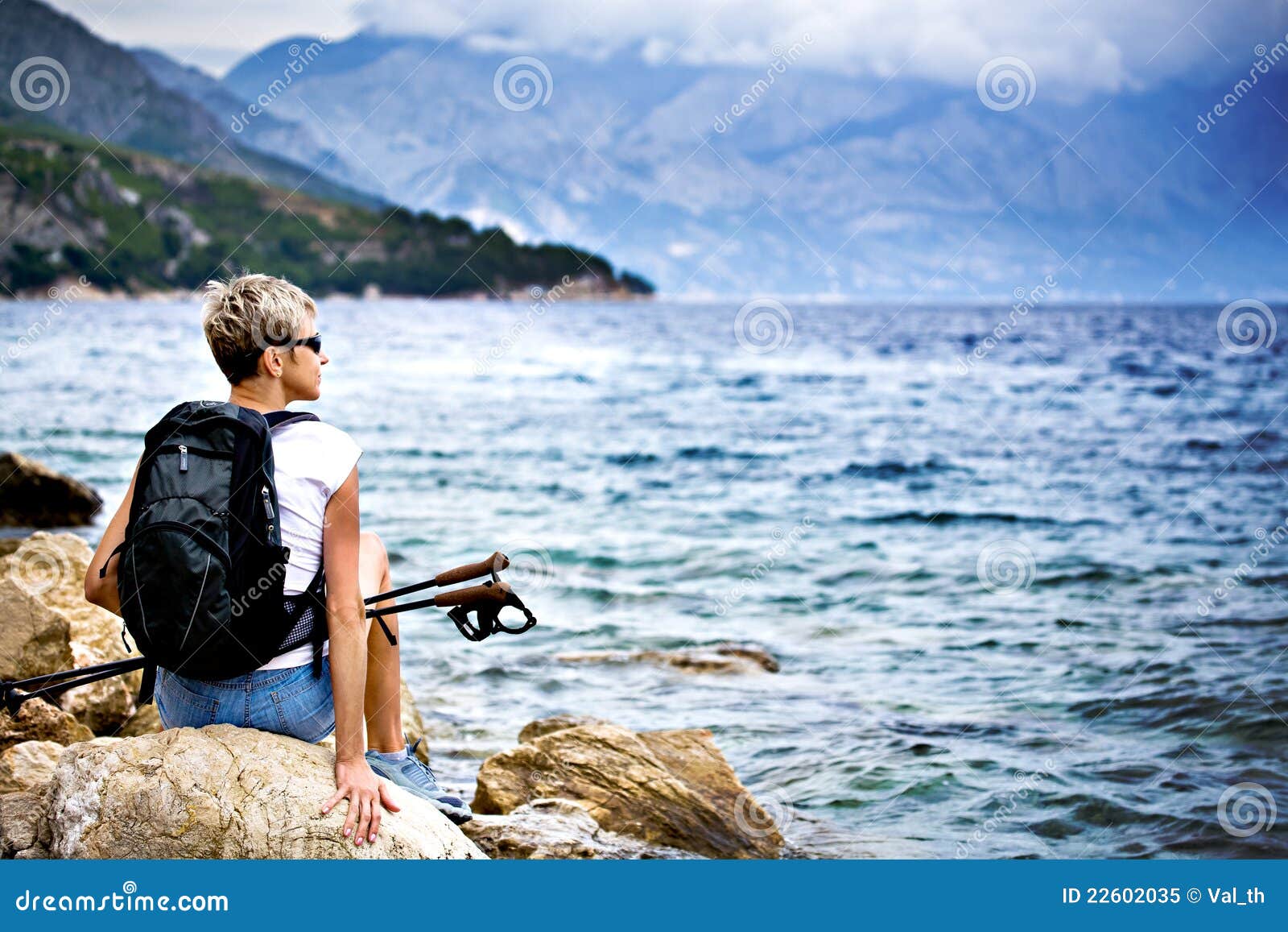Hiking at sea stock image. Image of action, walking, healthy - 22602035