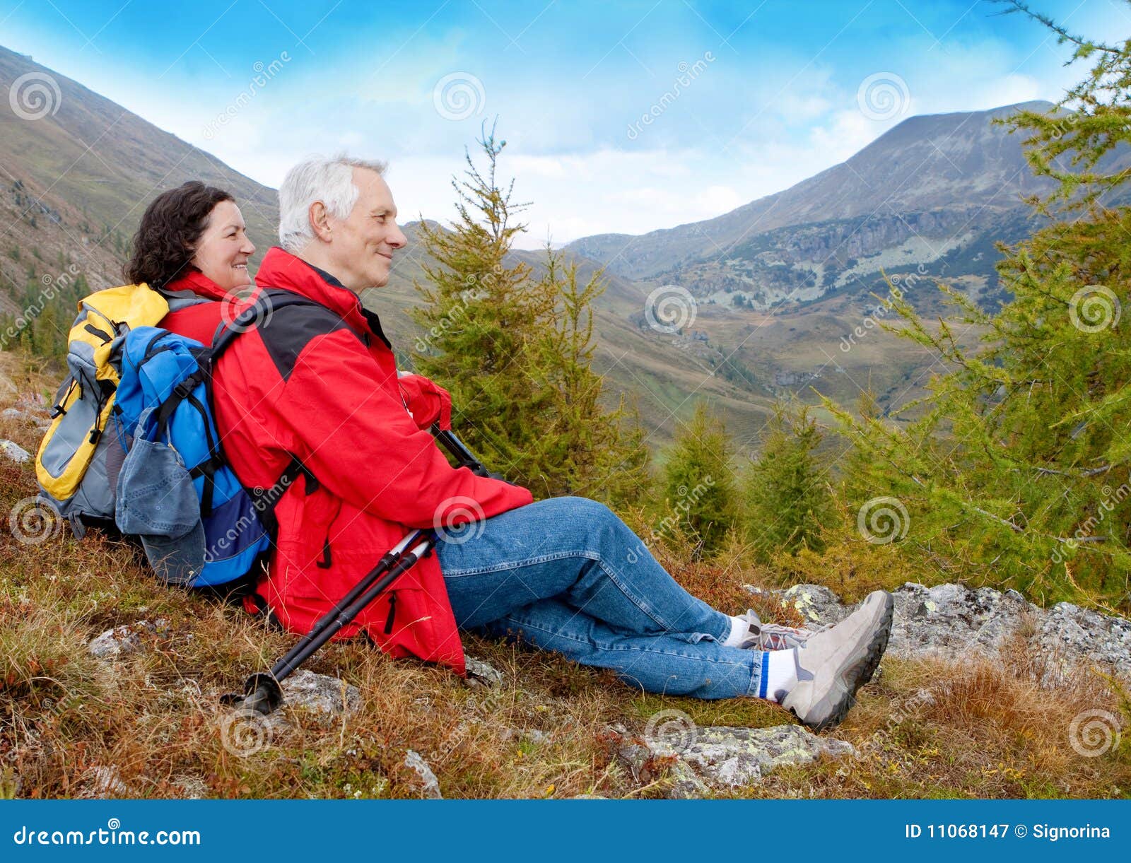 Hiking seniors 2 stock image. Image of forest, laughing - 11068147