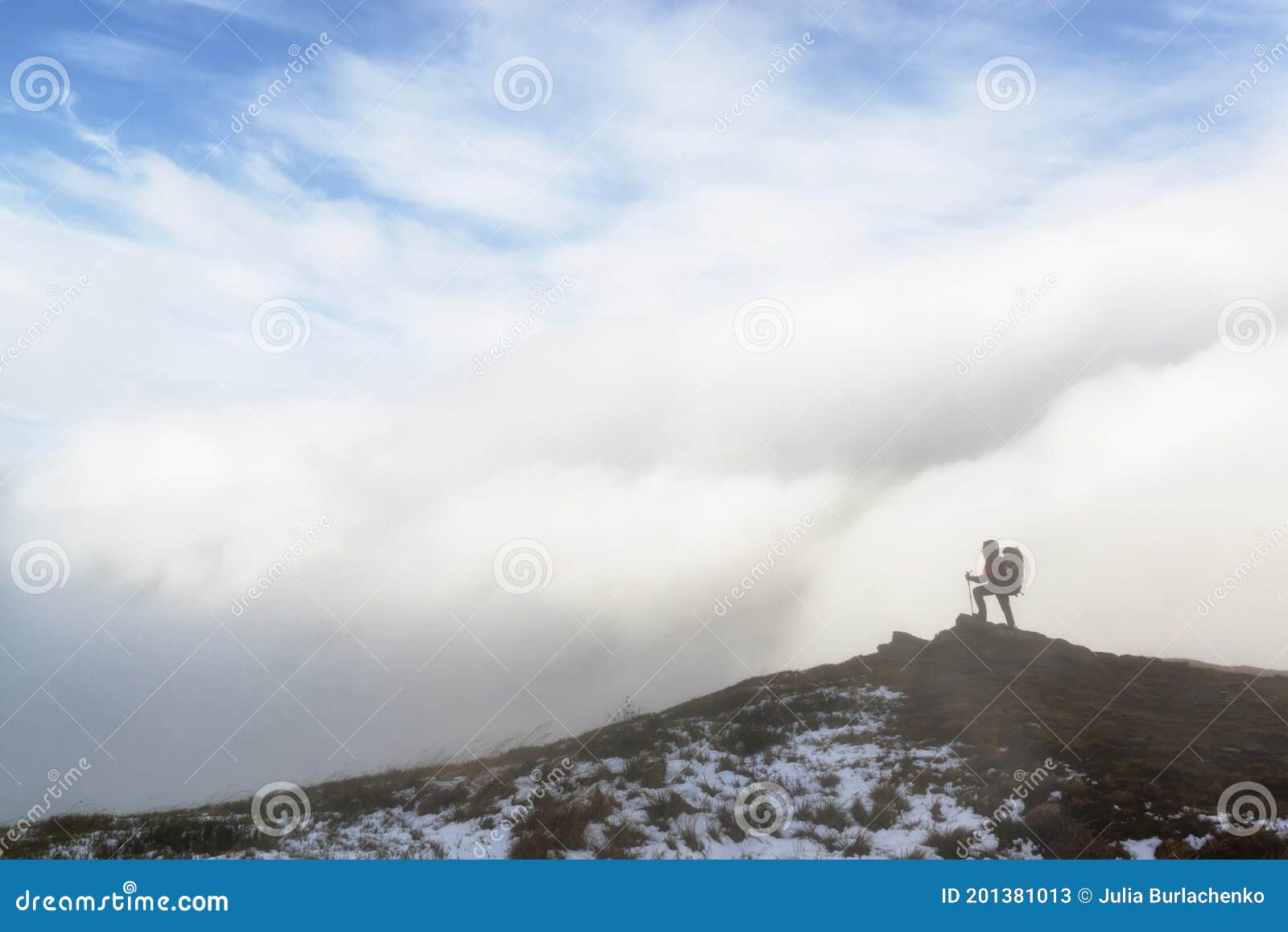 Hiking in Severe Weather in the Mountains Stock Image - Image of path ...