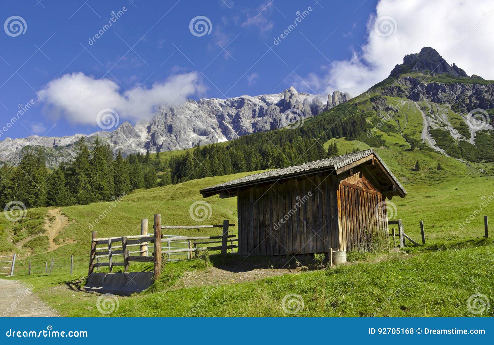 Hiking shack in the Alps stock photo. Image of mountain - 92705168