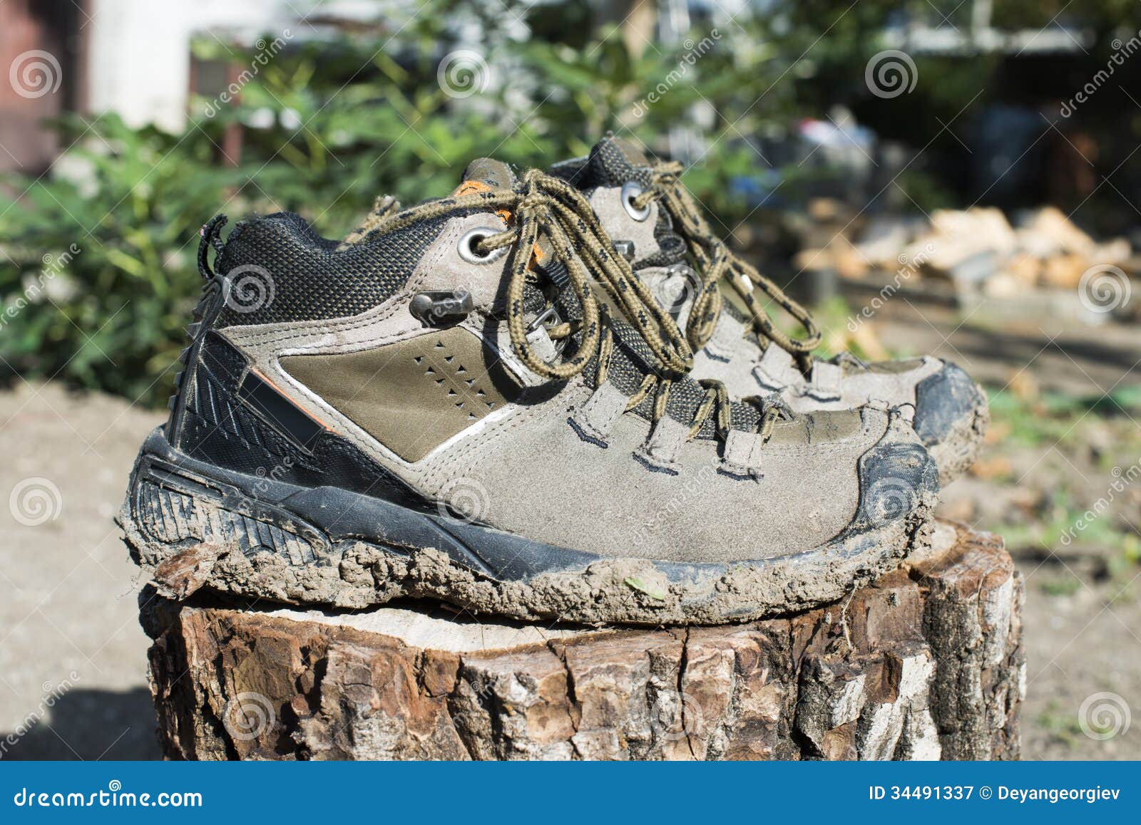 Hiking shoes stock image. Image of hiker, feet, mountain - 34491337